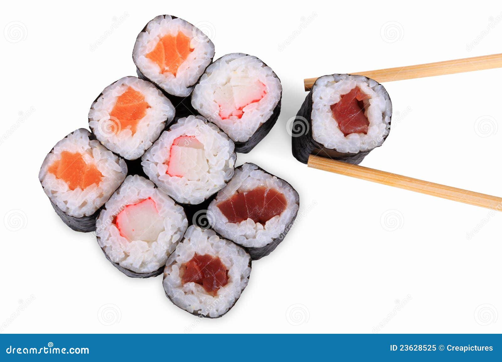 Classic Japanese Sushi stock image. Image of asia, black - 23628525