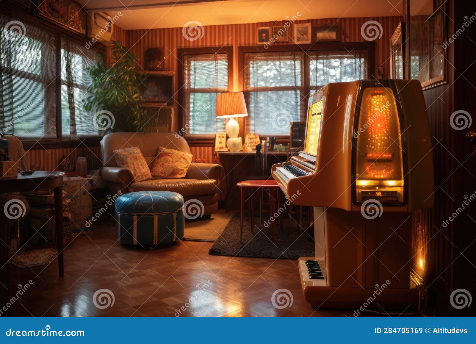 Classic Jukebox in a Cozy Home Setting Stock Image - Image of jukebox ...