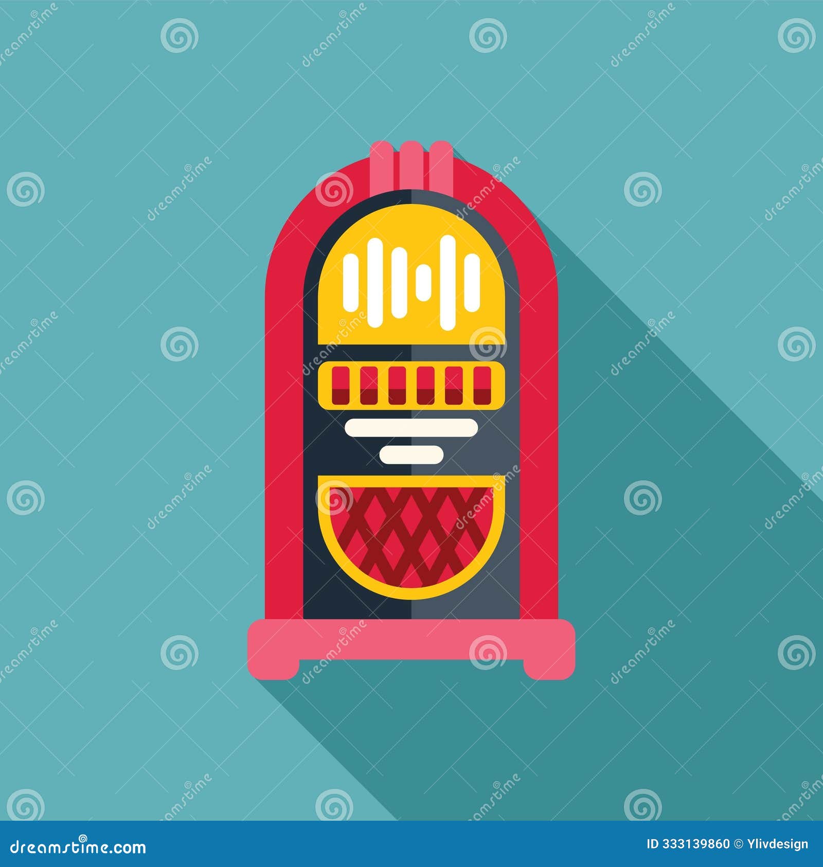 Classic Jukebox Playing Music on Blue Background Stock Illustration ...