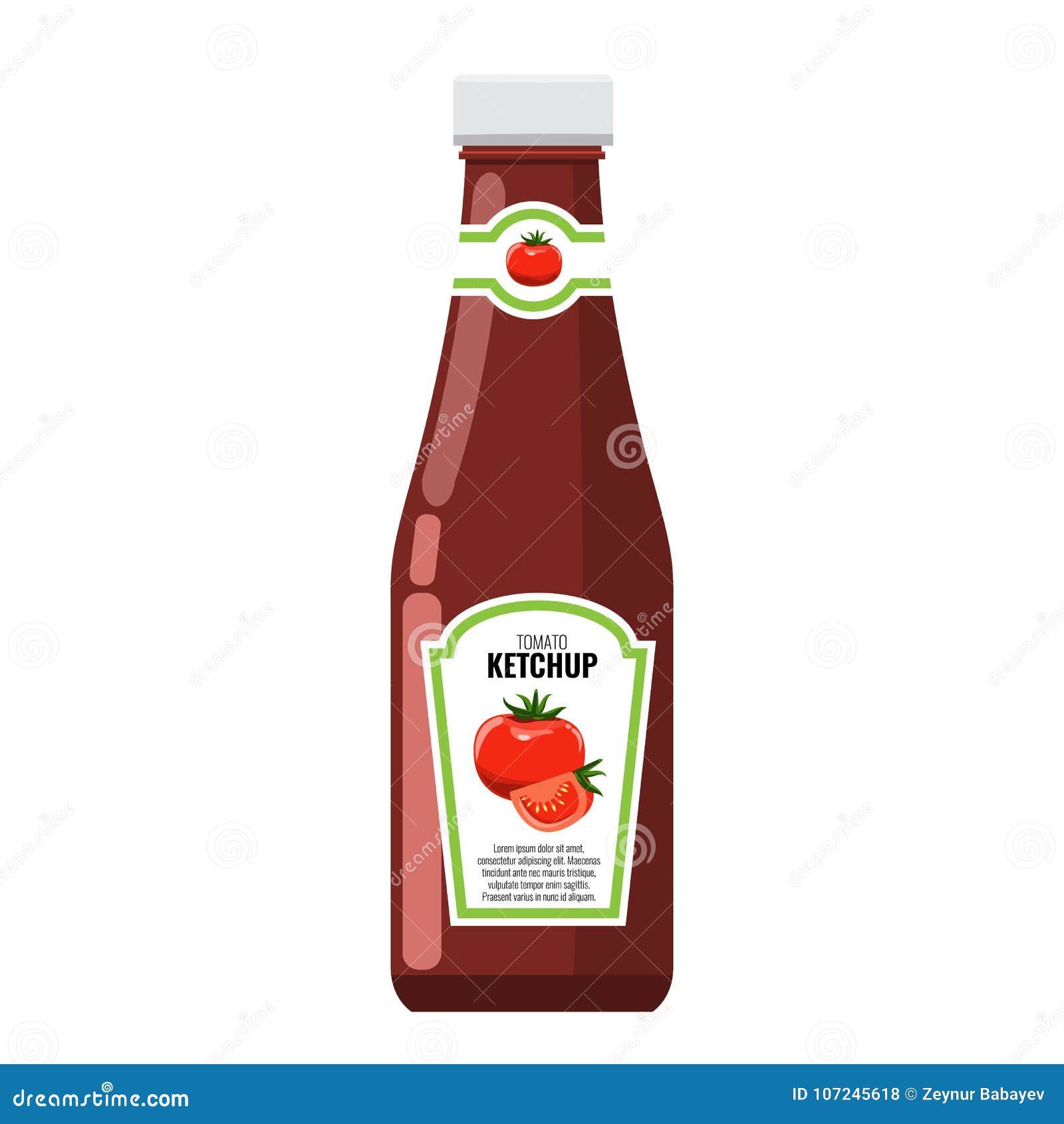 Classic Ketchup Glass Bottle with Solid and Flat Color Style Design ...