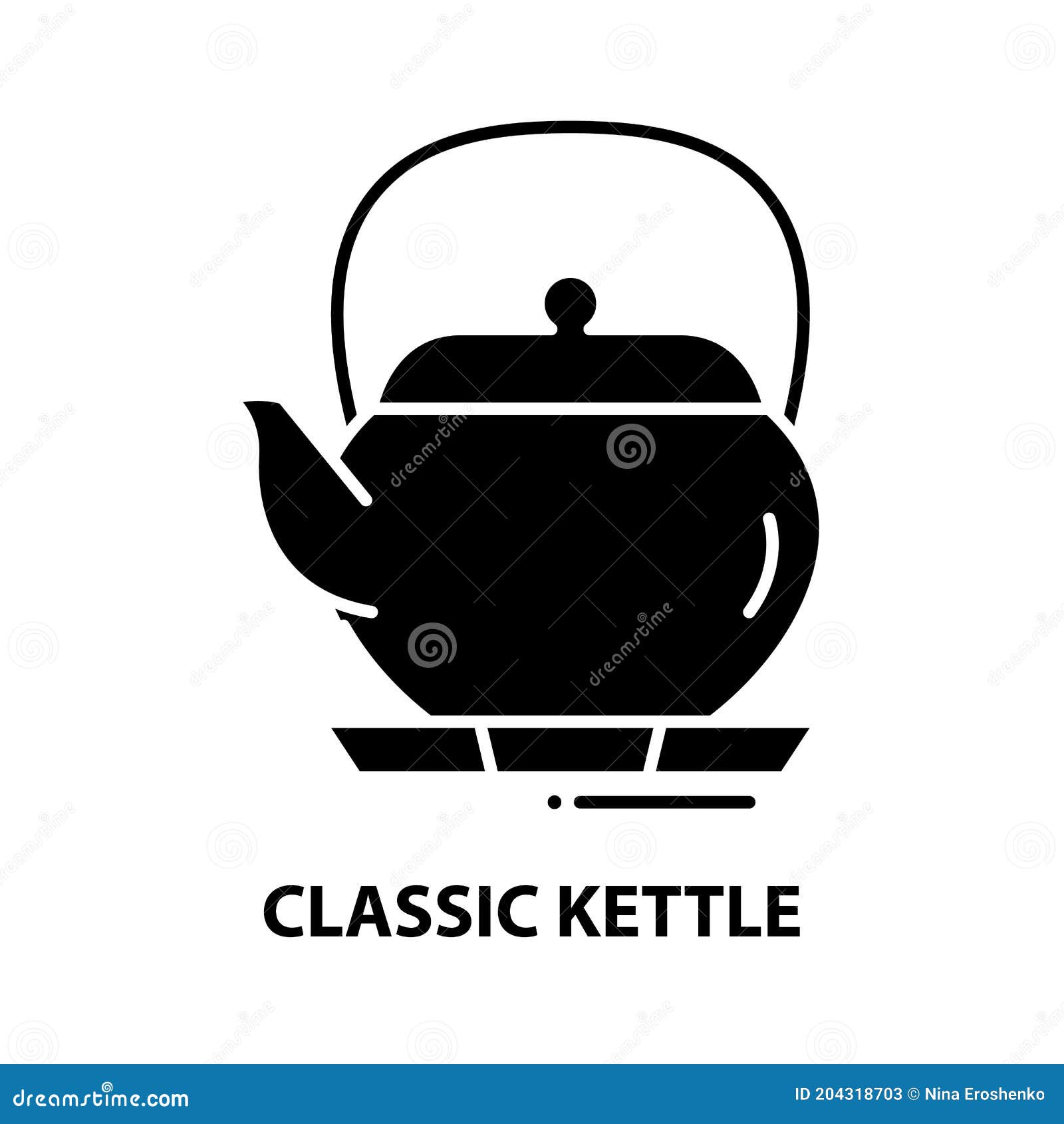 Classic Kettle Icon, Black Vector Sign with Editable Strokes, Concept ...
