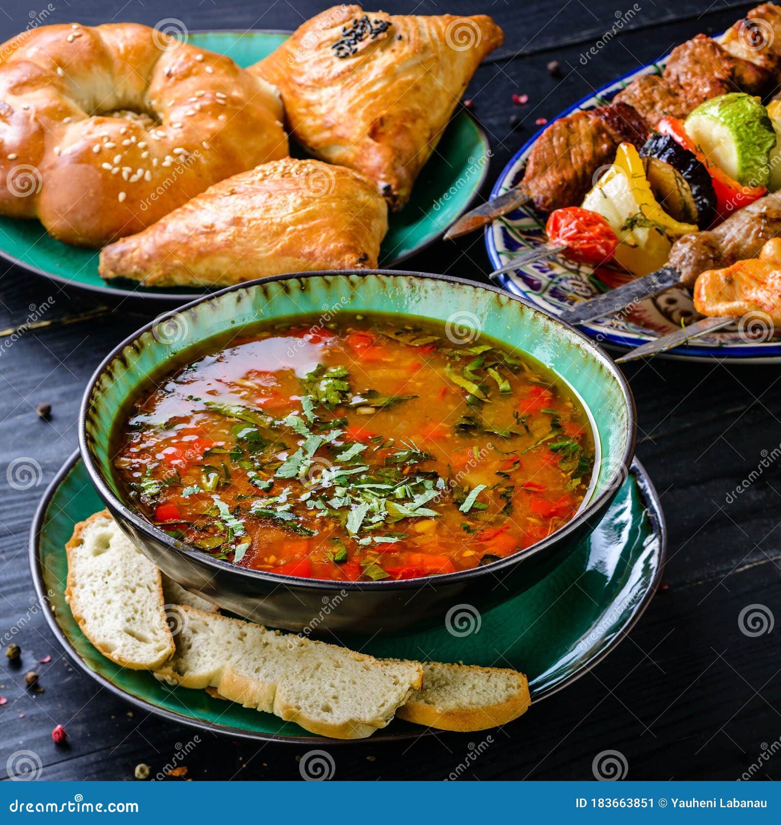 Classic kharcho soup stock image. Image of gourmet, food - 183663851