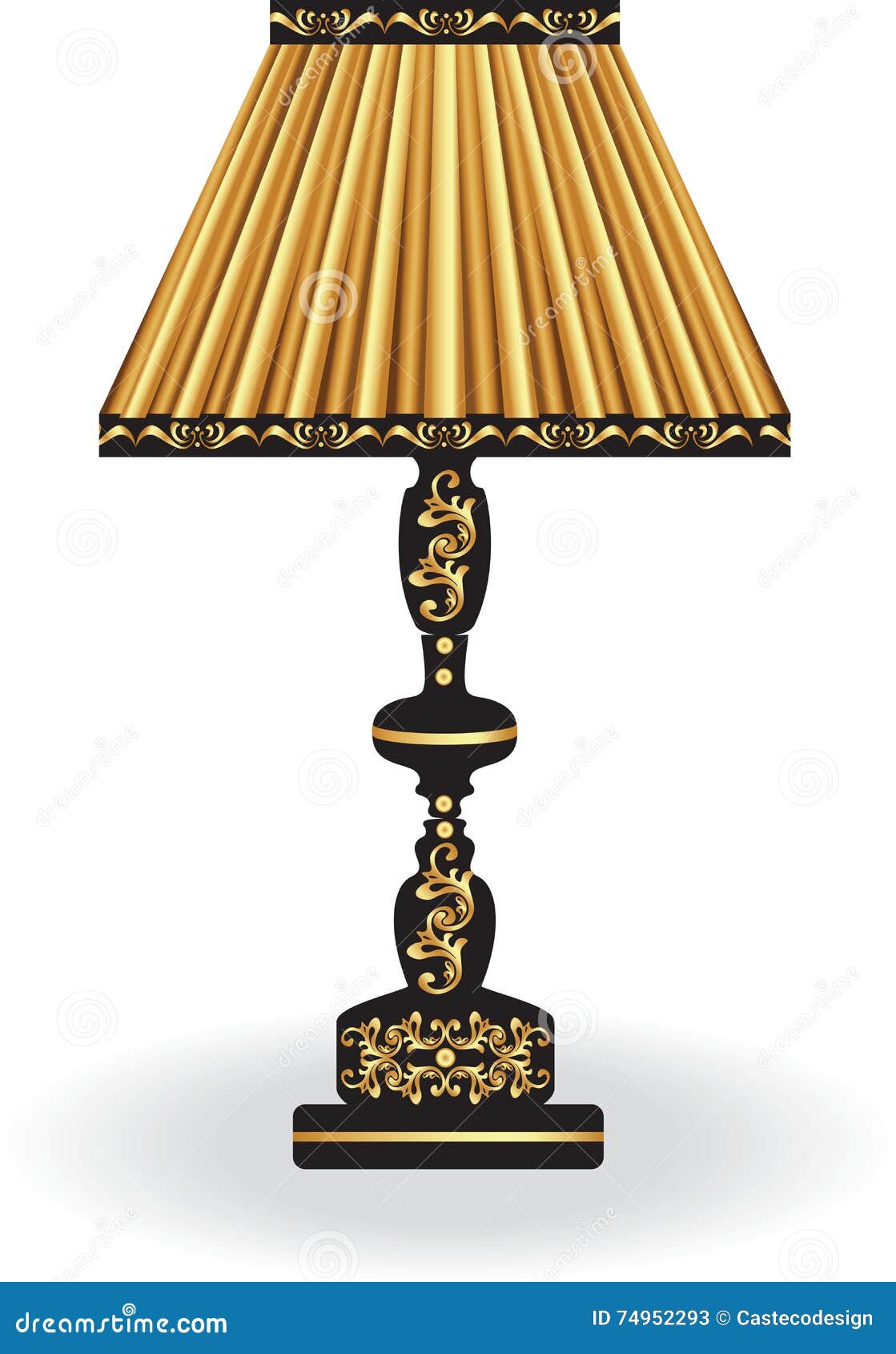 Classic Lamp with Golden Ornaments Stock Vector - Illustration of ...