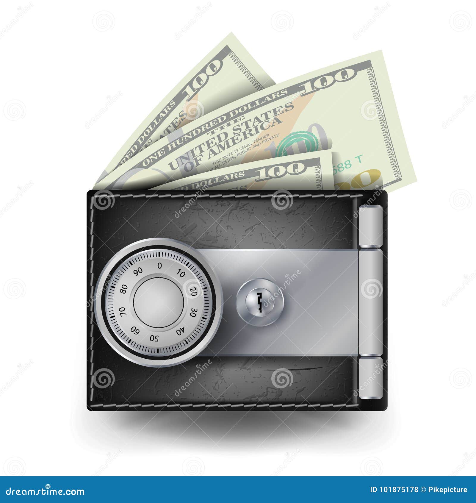 Leather Wallet Vector. Locked with Combination Lock. Modern Finance ... Leather Wallet Vector. Locked with Combination Lock. Modern Finance ...