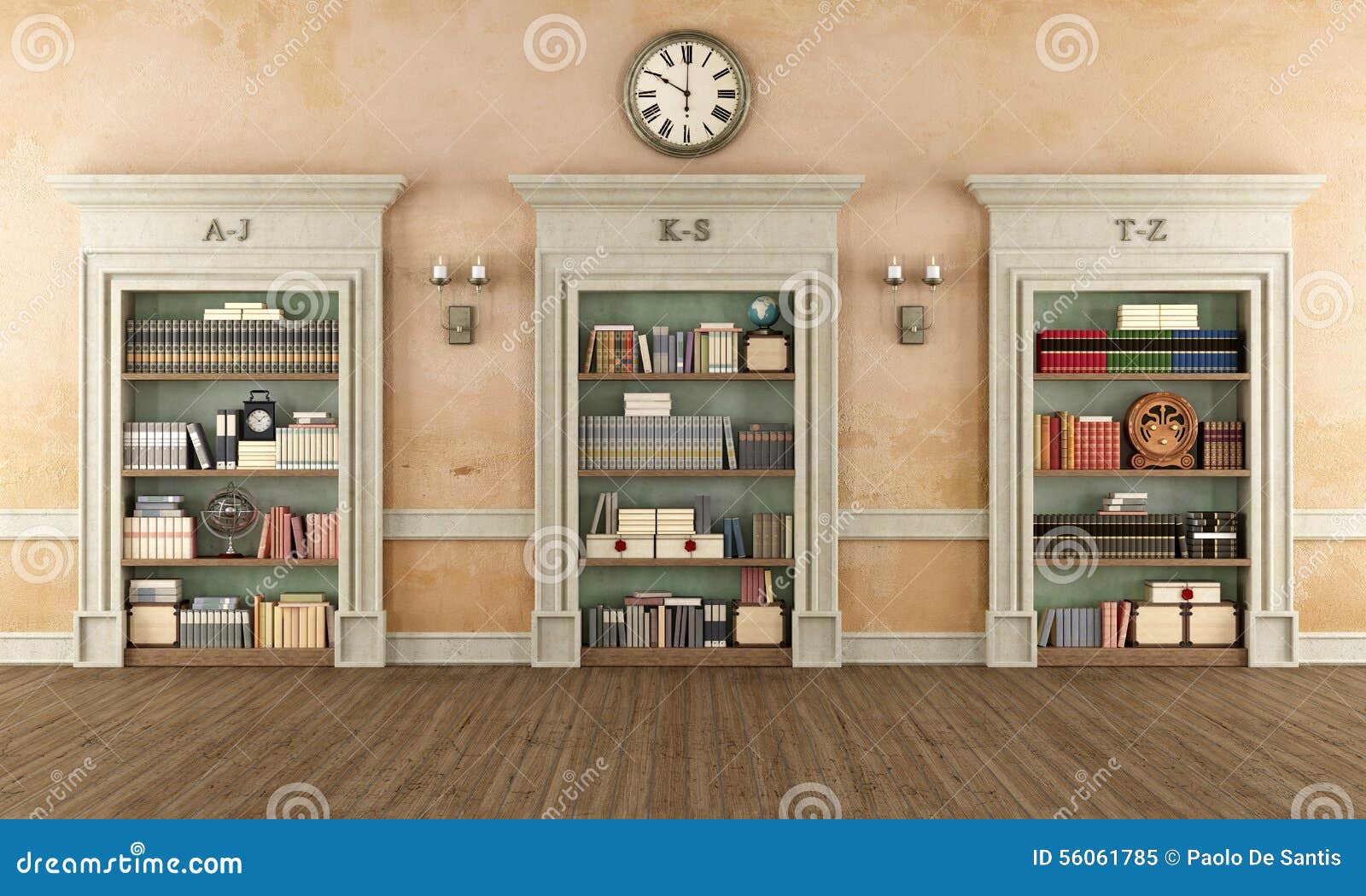Classic Library stock illustration. Illustration of interior - 56061785