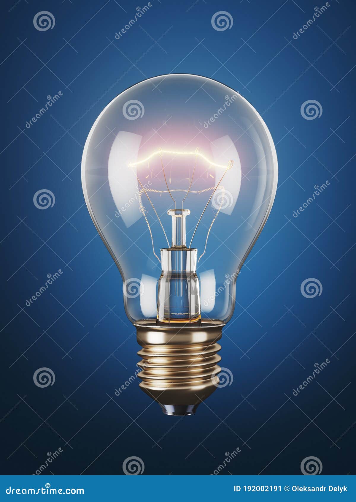 Classic Light Bulb on a Blue Background. 3d Stock Illustration ...