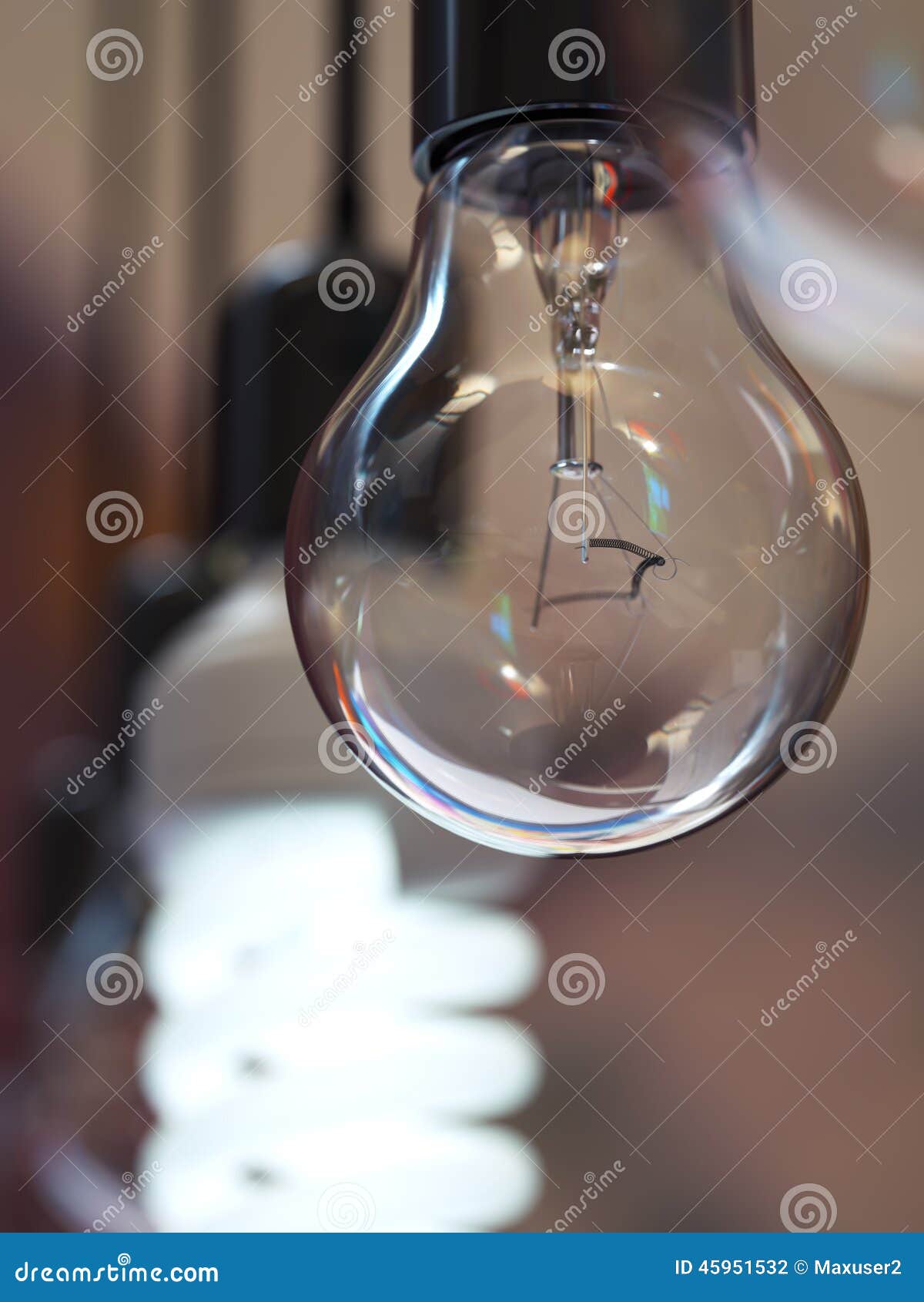Classic Light Bulb among Glowing Modern One Stock Photo - Image of ...