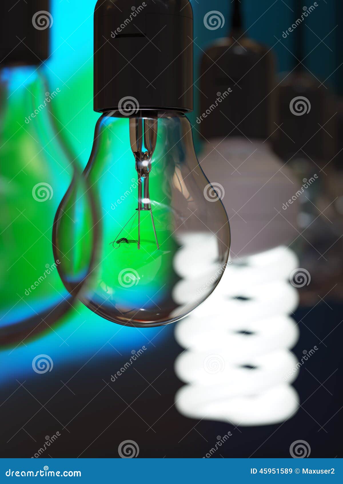 Classic Light Bulb among Glowing Modern One Stock Image - Image of ...