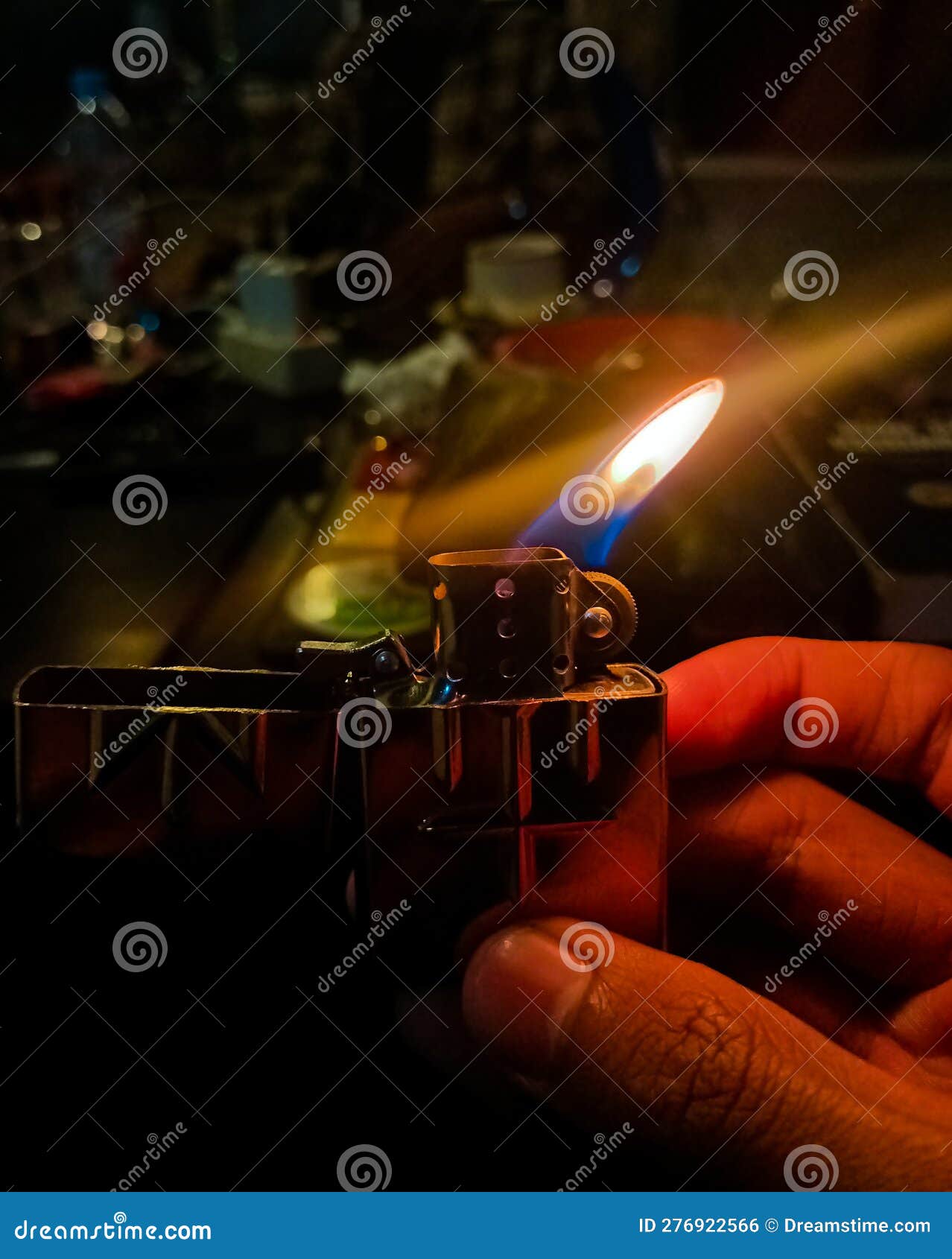 Classic Lighter with a Small Flame Stock Photo - Image of black, yellow ...
