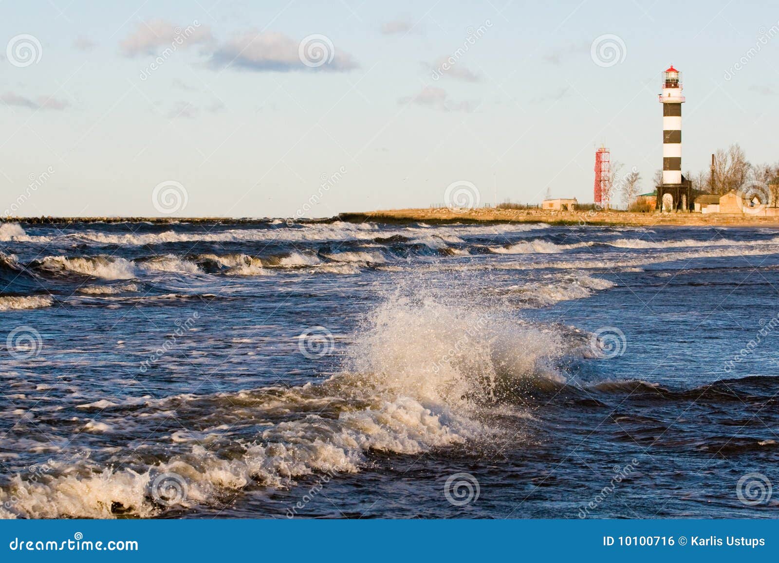 Classic Lighthouse at the Coastline Stock Photo - Image of riga ...