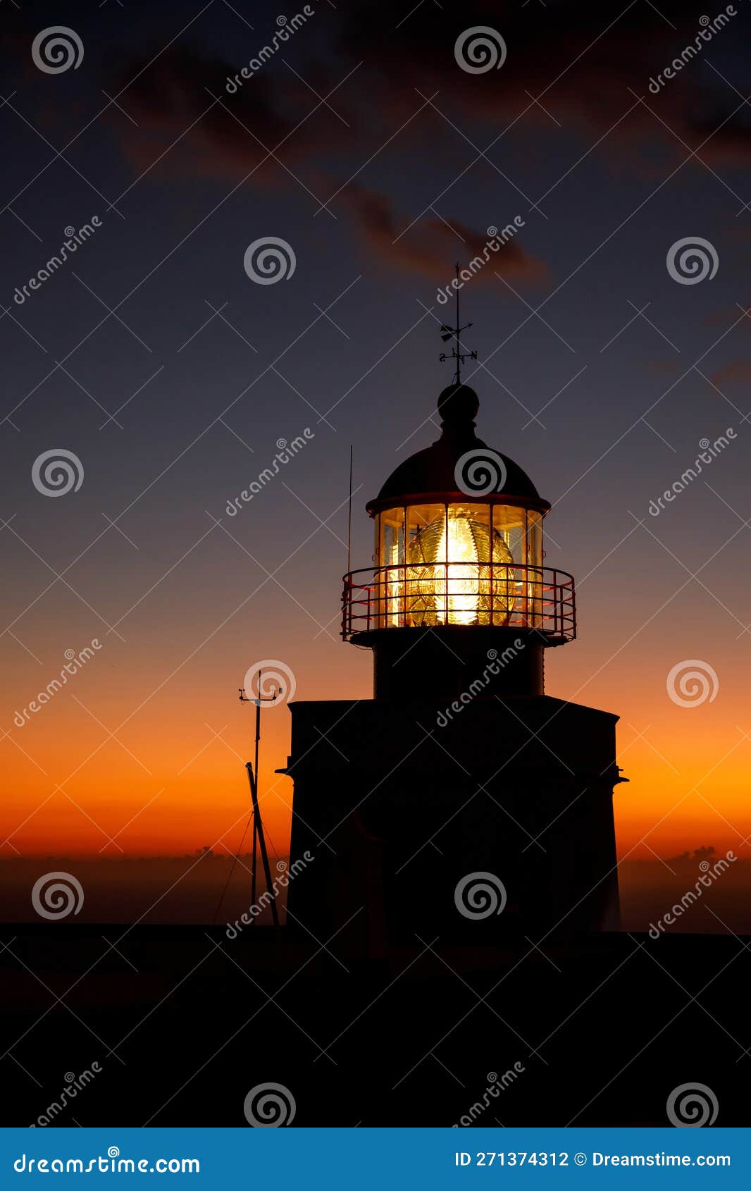 The Classic Lighthouse Silhouette during the Sunset, Dramatic Clouds in ...