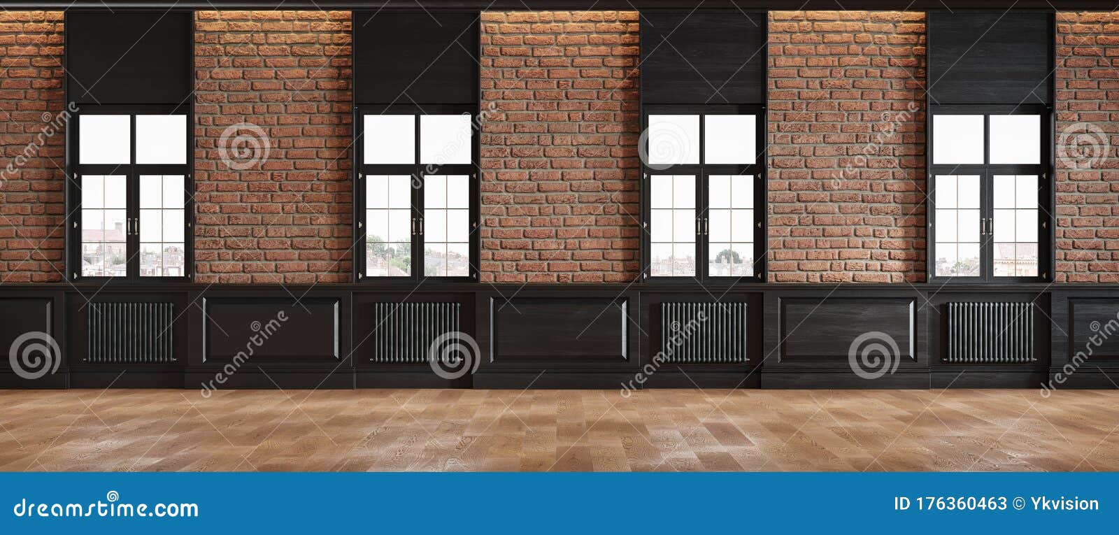 Classic Loft Room Interior with Brick Wall Classic Wall Panel and ...