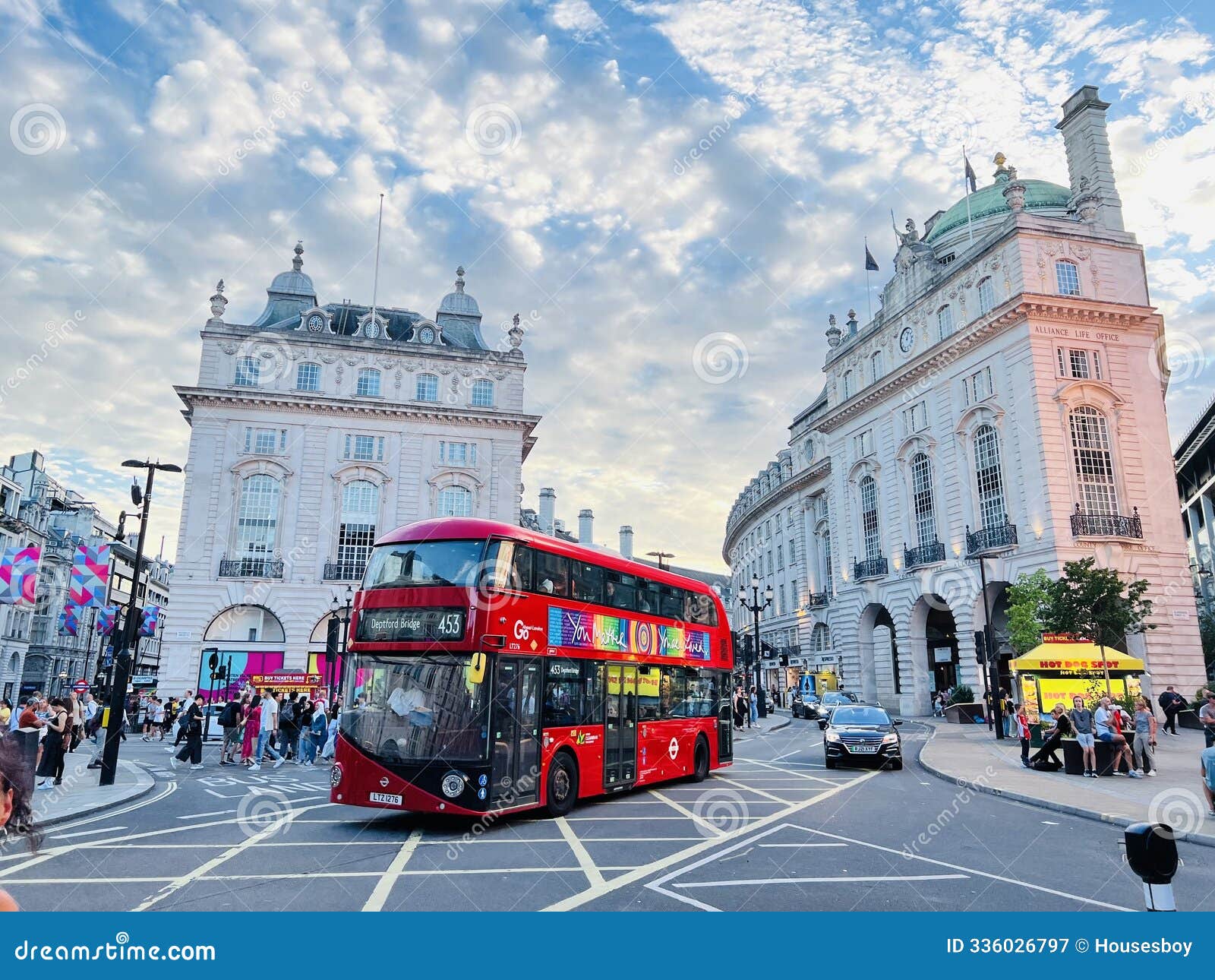Classic London red bus stock image. Image of pedestrian - 336026797