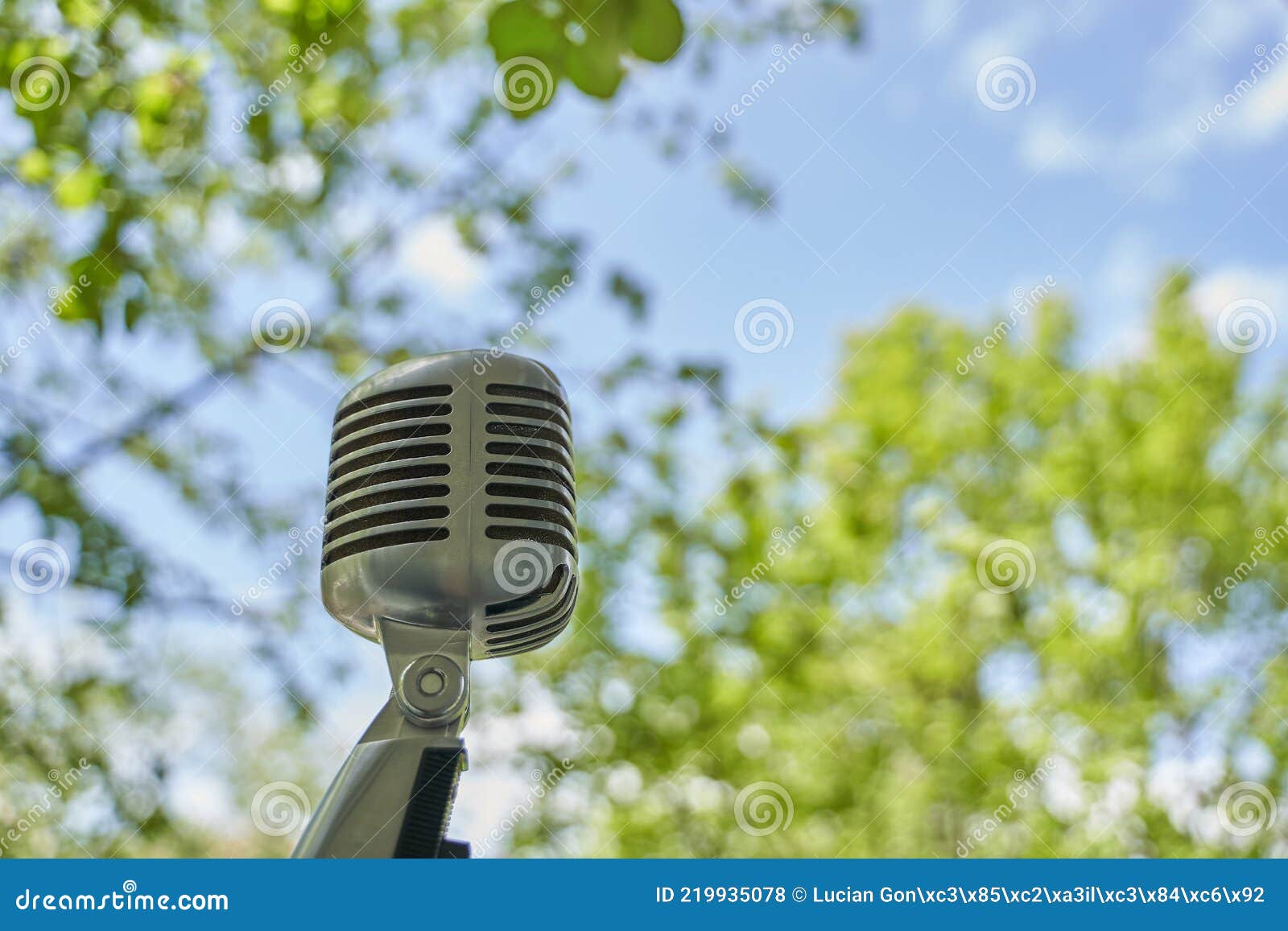Classic Look Microphone with Nature Background Stock Photo - Image of ...