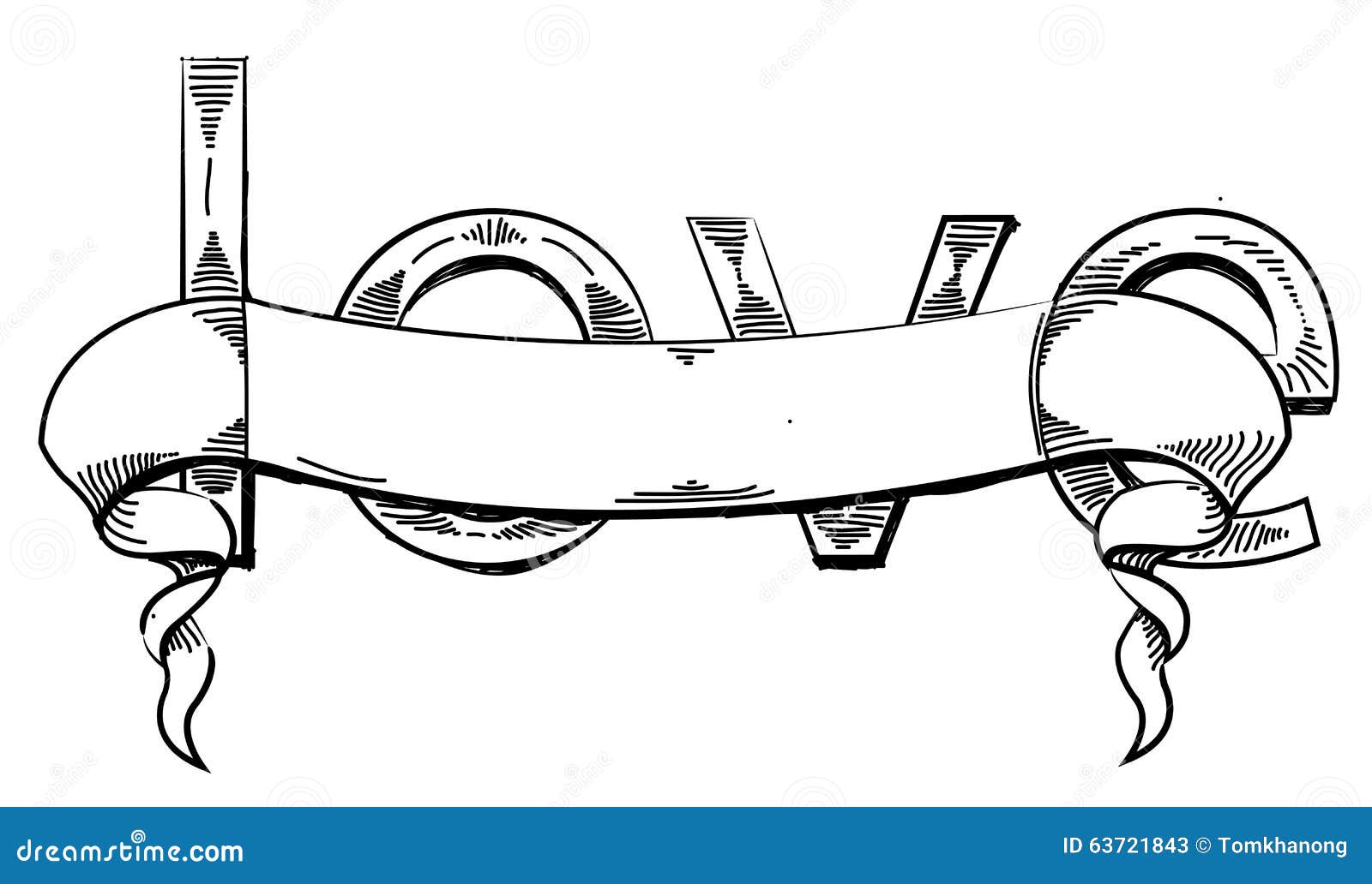 Classic Love Ribbon Typography Black Anc White Vector Design Stock ...