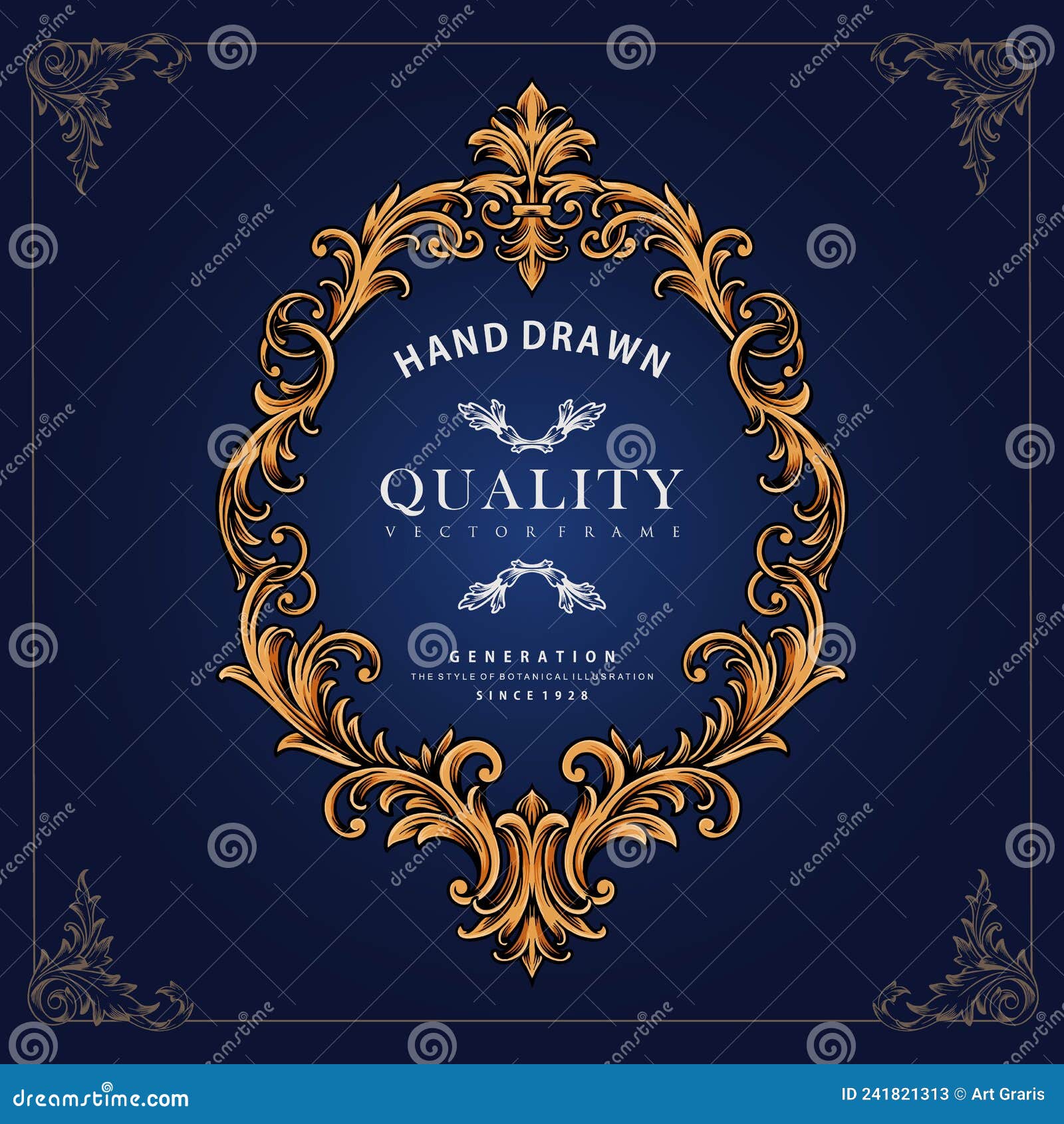 Classic Luxury Frame Hand Drawn Vector Stock Vector - Illustration of ...