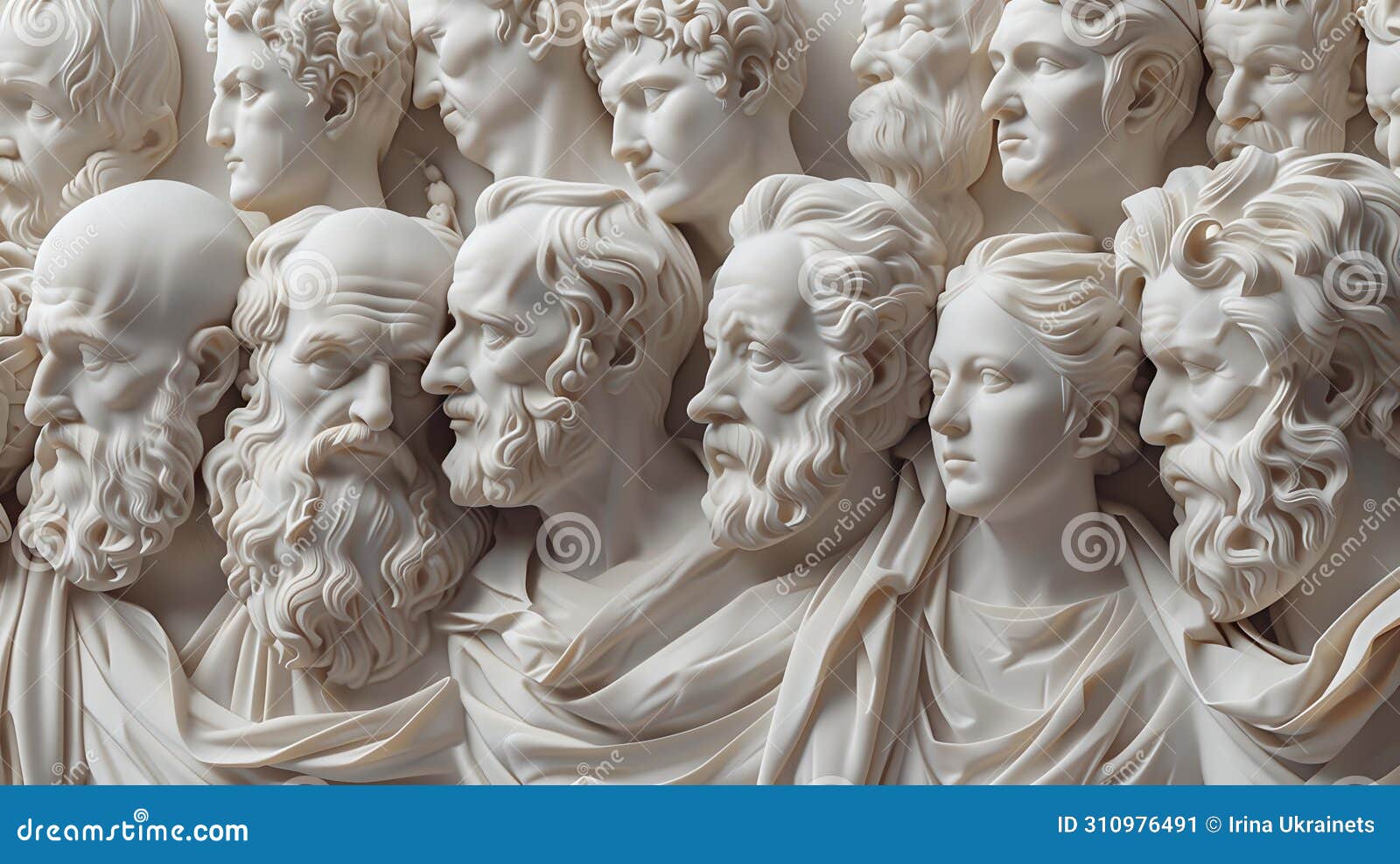 Classic Marble Sculptures Collection, Featuring Multiple Busts. Elegant ...