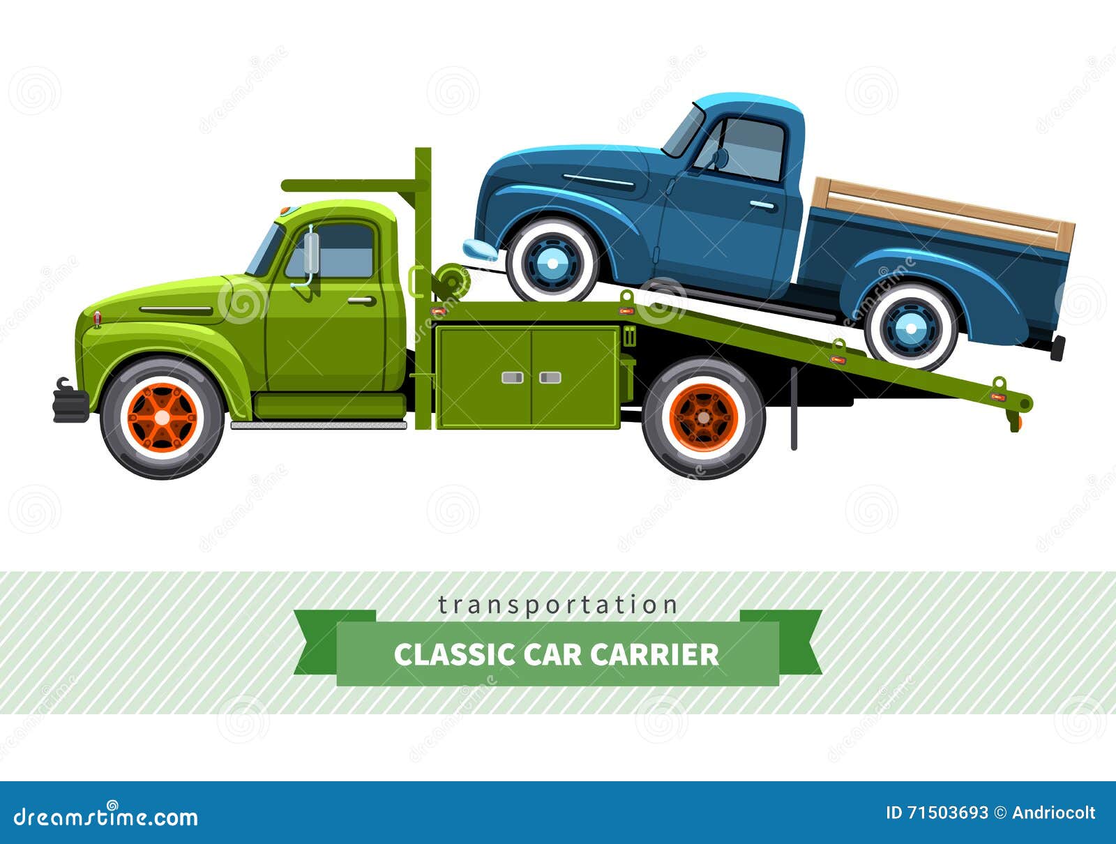 Classic Medium Duty Car Hauler Truck Side View Stock Vector ...