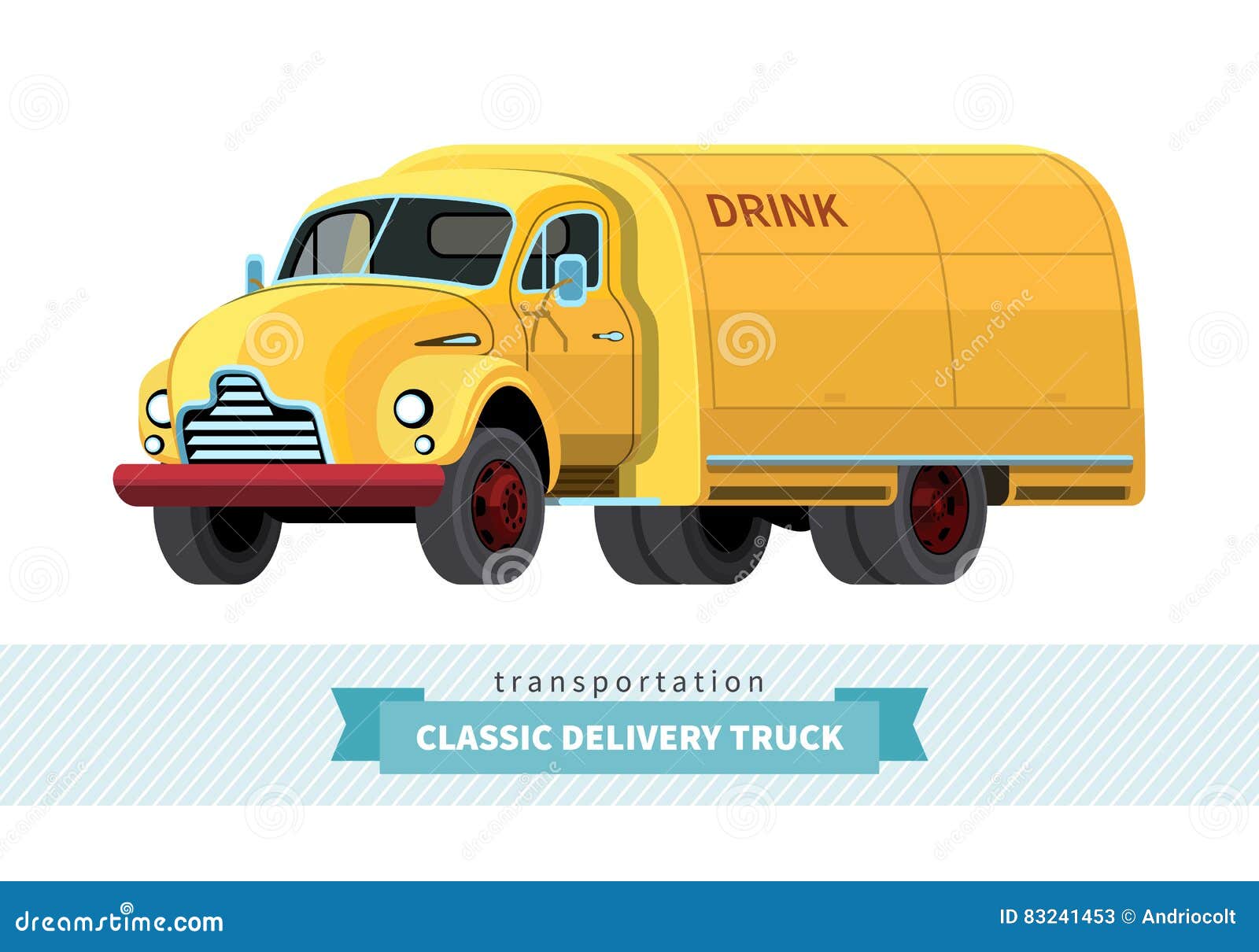 Classic Medium Duty Car Hauler Truck Side View Cartoon Vector ...