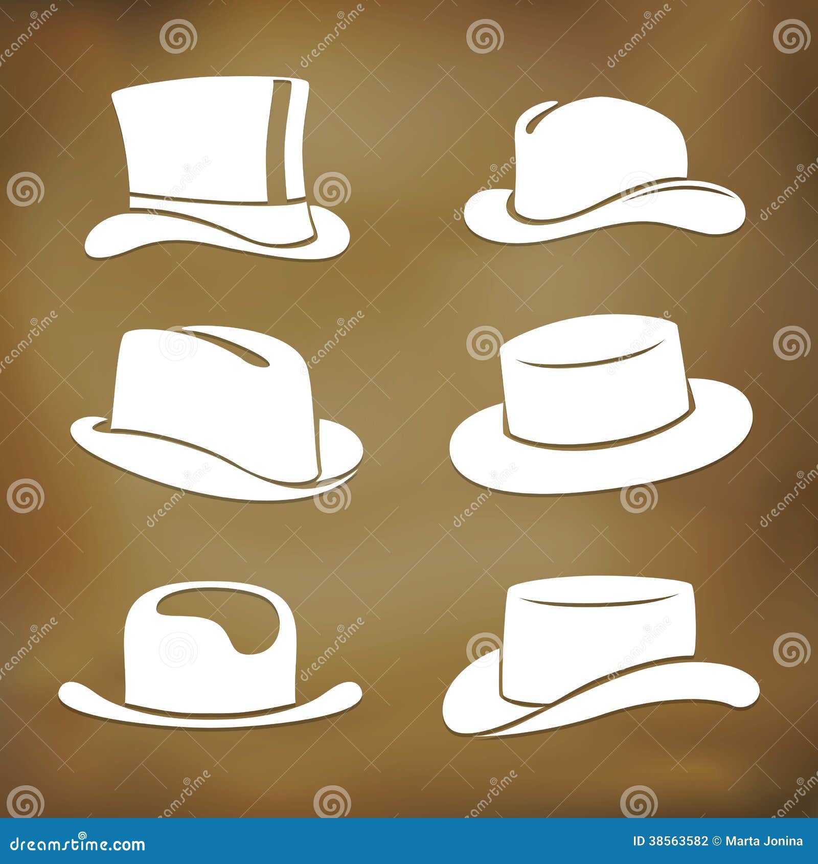 Classic Men Hat Silhouettes Stock Vector - Illustration of disguise ...