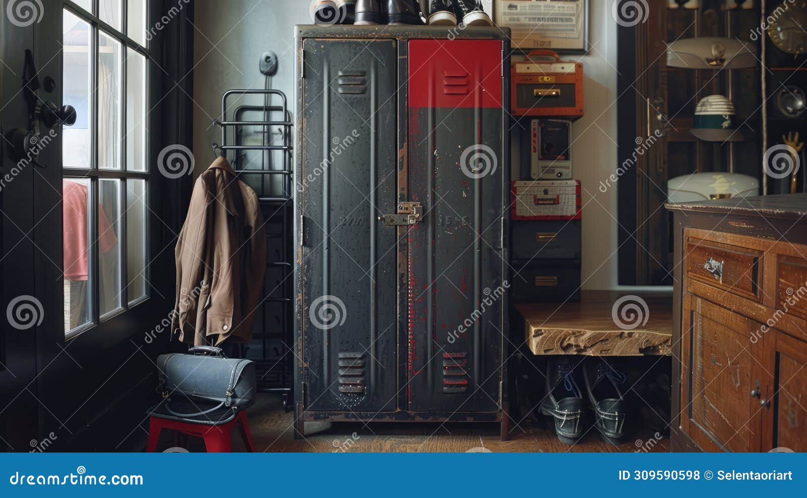 Classic Metal Shoe Locker for Timeless Home Decor Stock Illustration ...