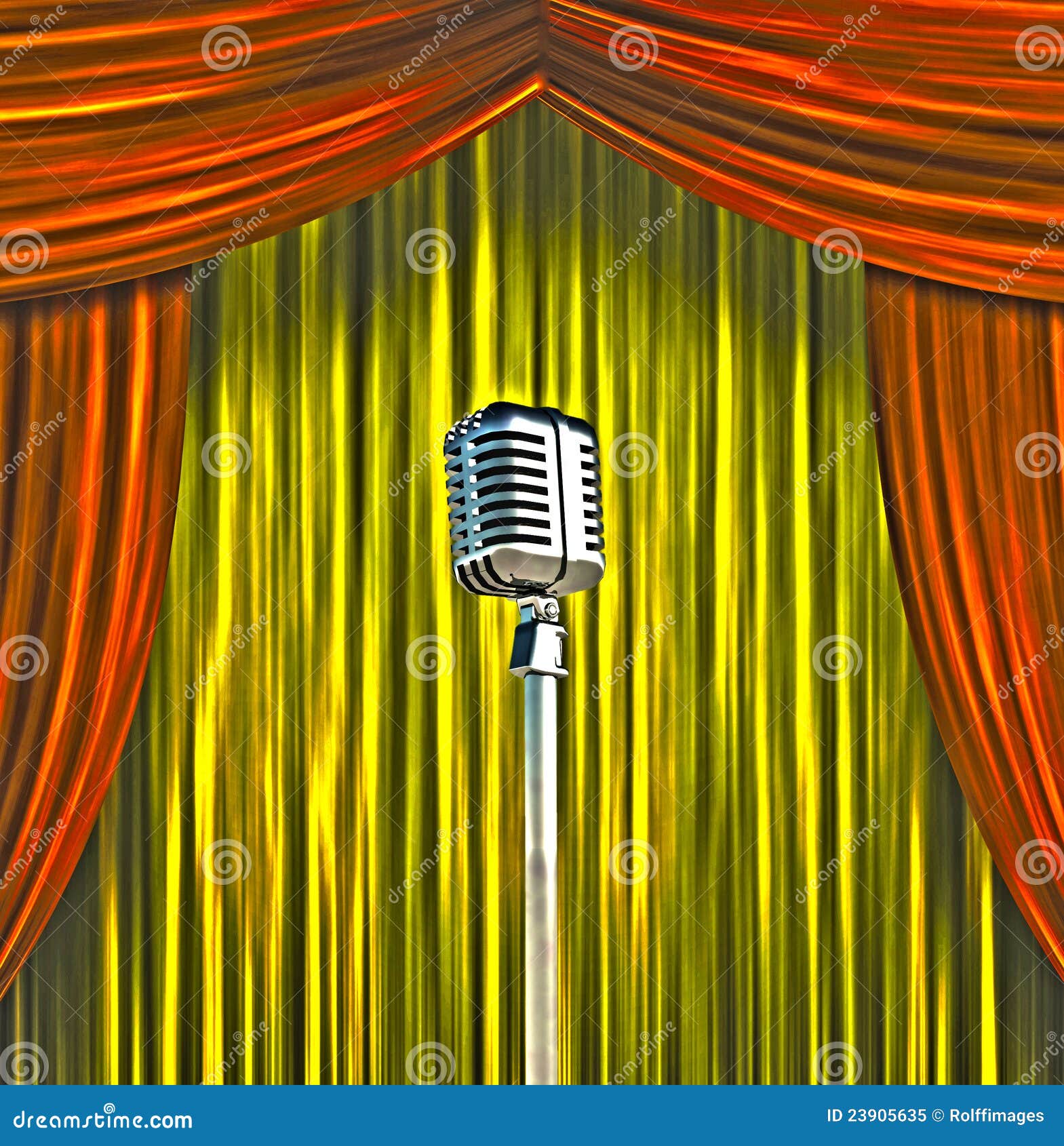 Classic Microphone with Colorful Curtains Stock Illustration ...