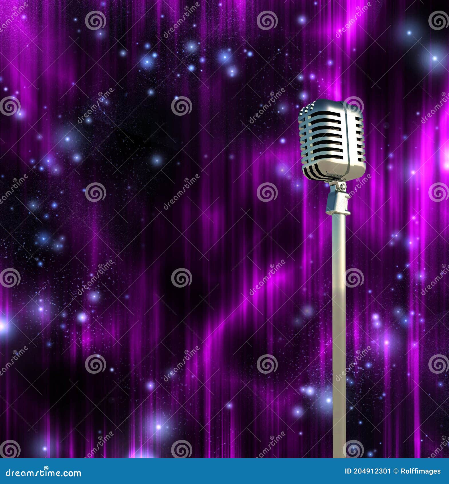 Classic Microphone with Colorful Curtains Stock Illustration ...