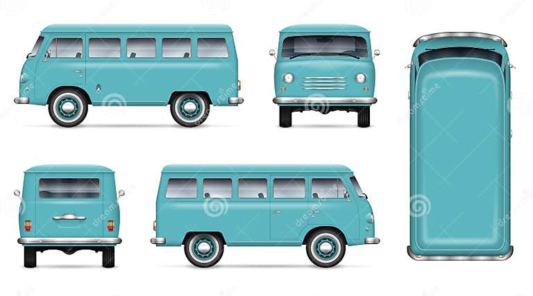 Classic Mini Van Vector Mockup Stock Vector - Illustration of profile ...