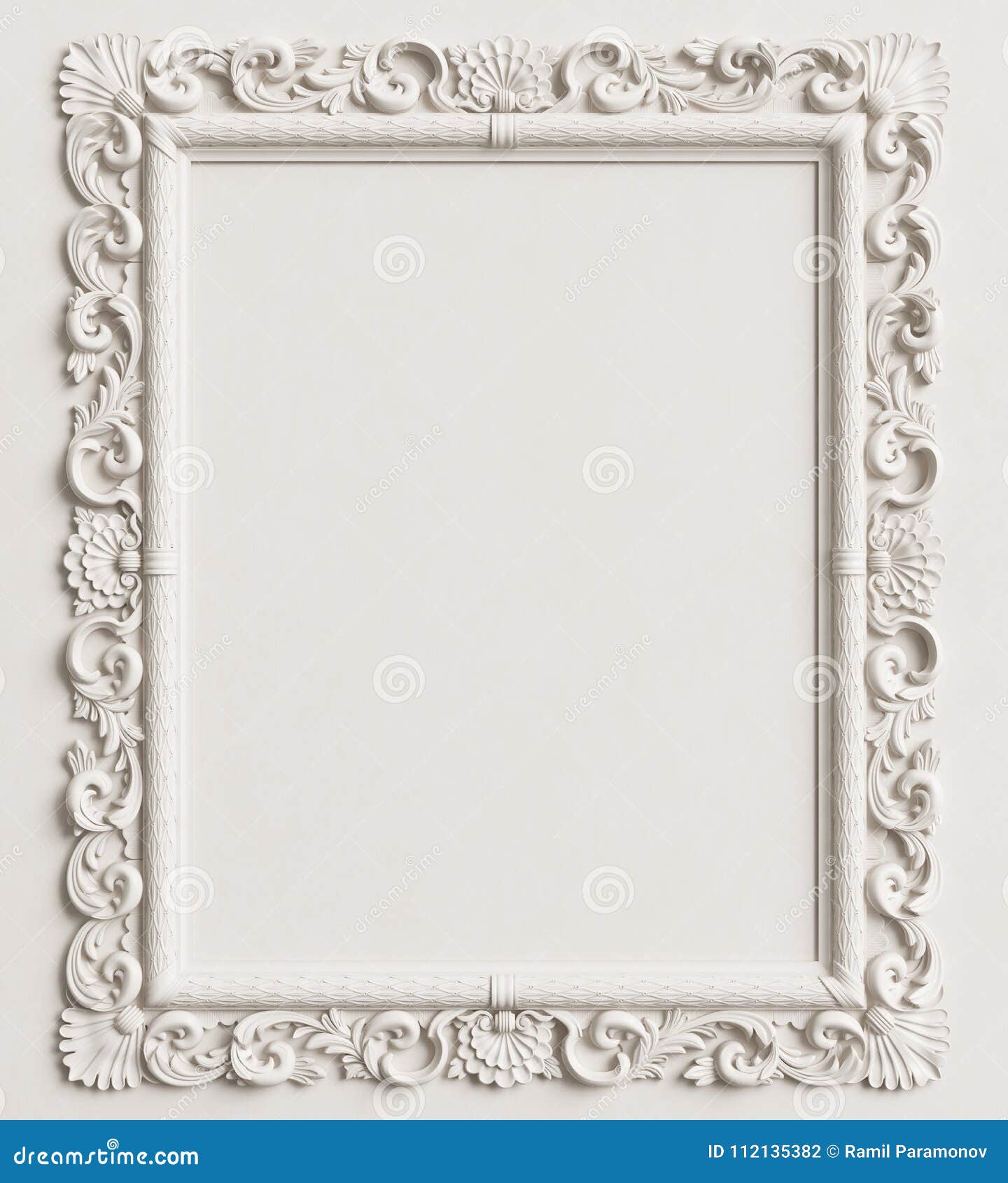 Classic Mirror Frame on the White Wall Stock Illustration ...