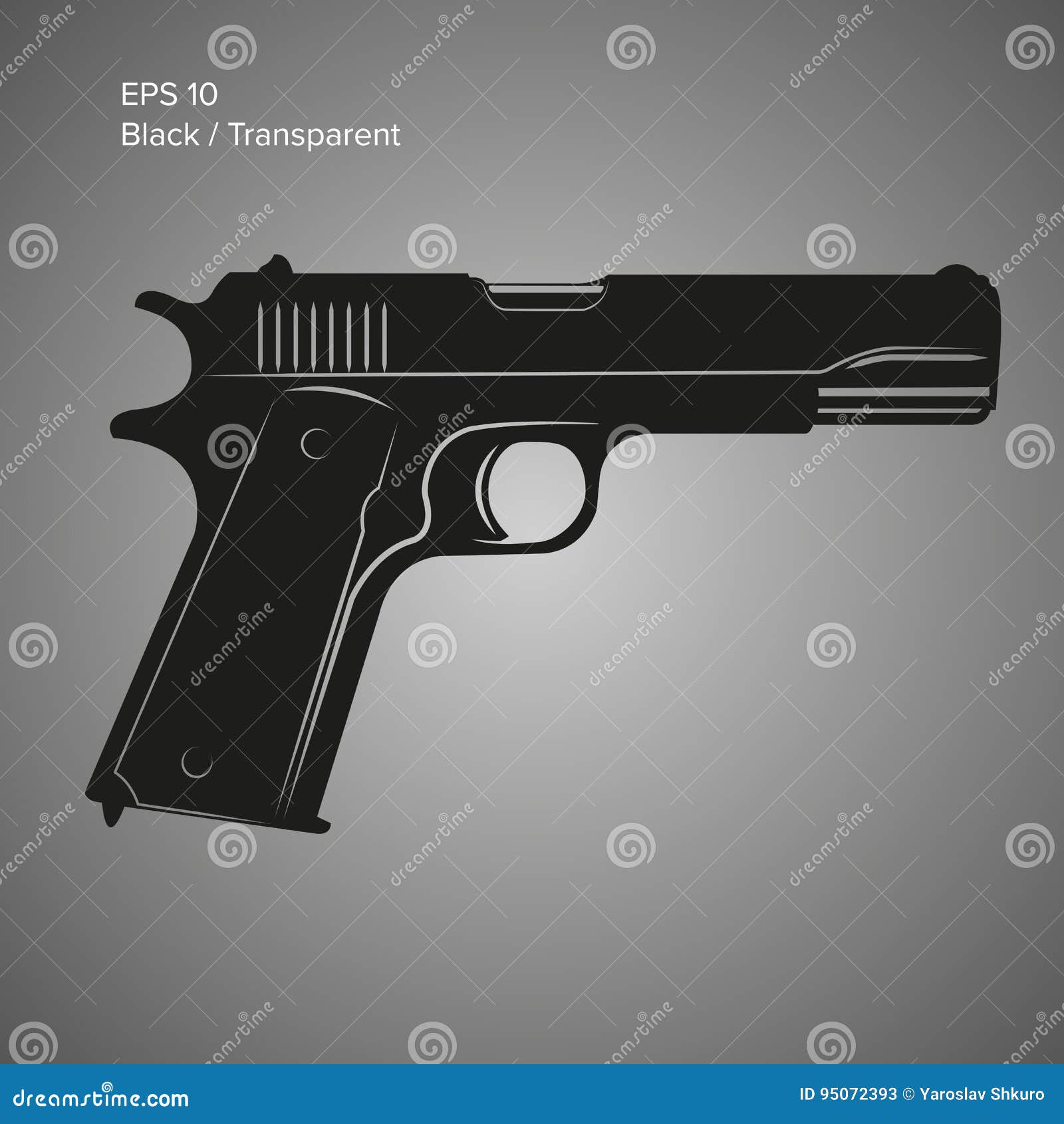 Classic 9mm Pistol Vector Illustration. Legendary Armament. Stock ...