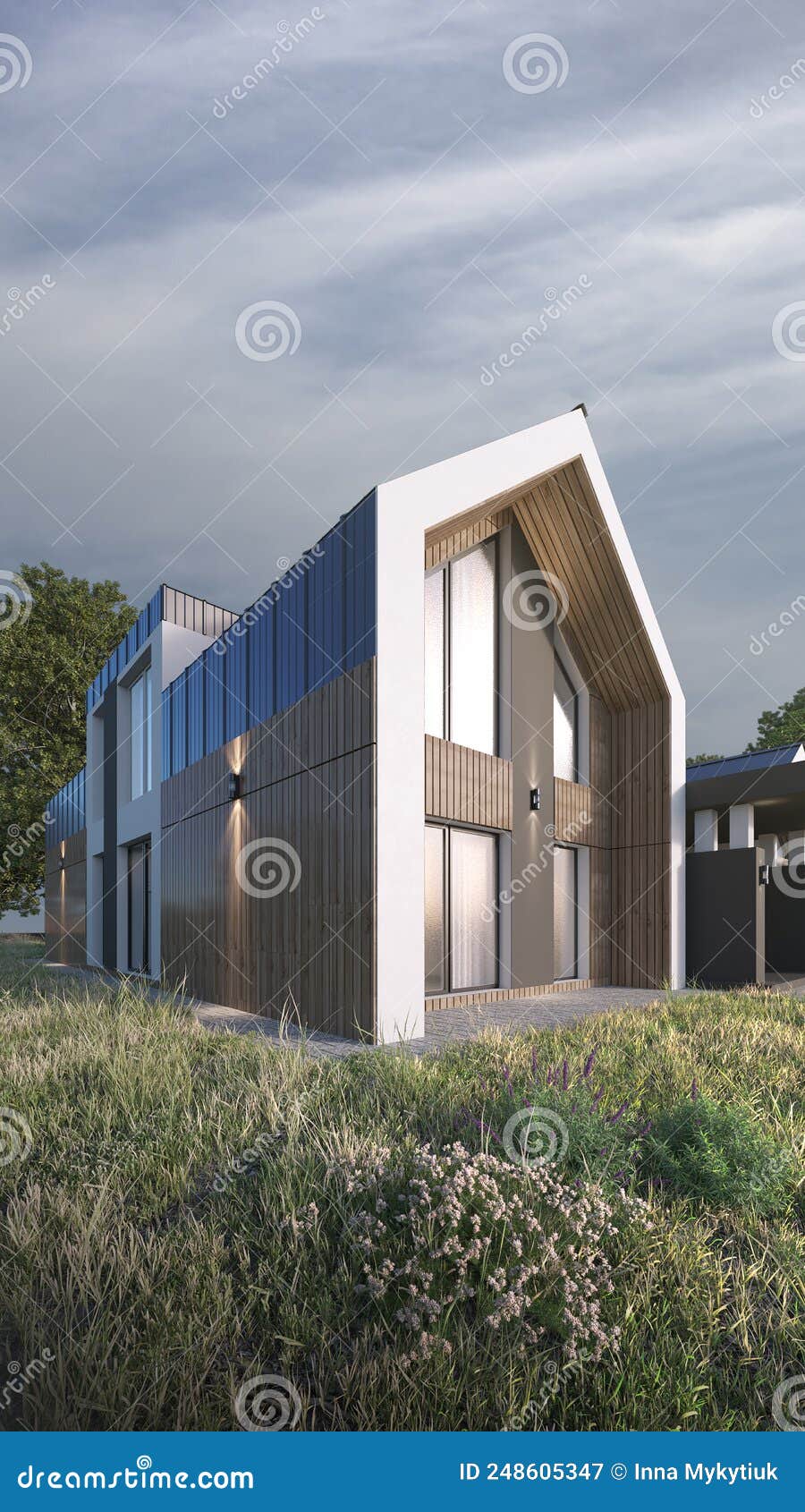 Classic Modern House. 3D Rendering Stock Illustration - Illustration of ...
