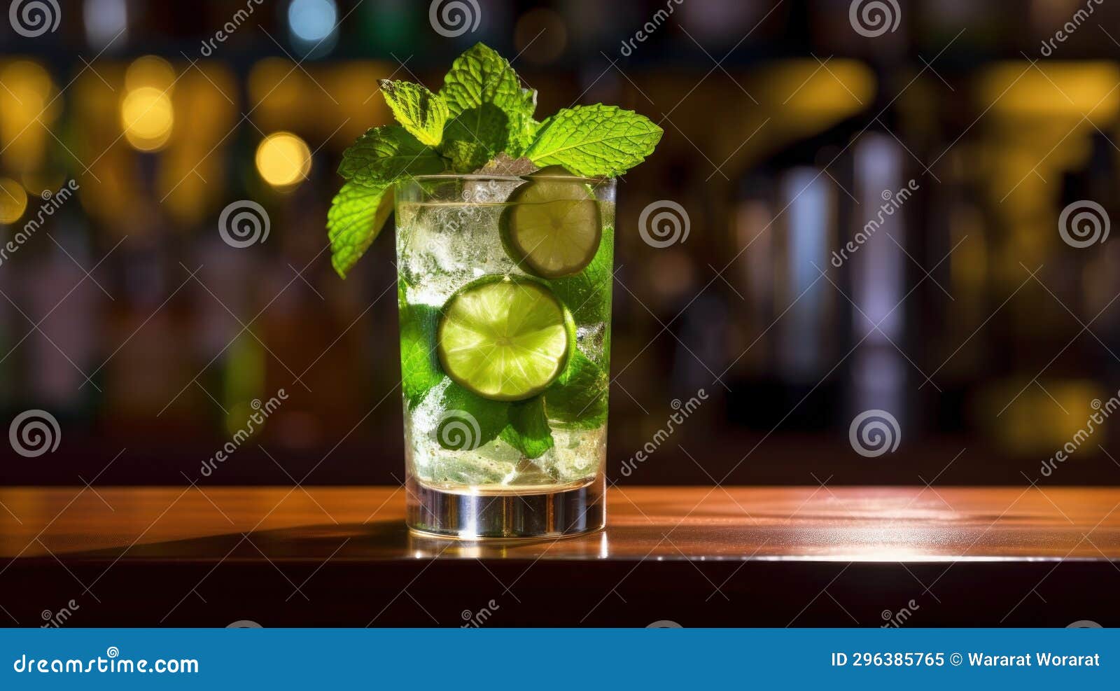 A Classic Mojito Cocktail on a Bar Counter Stock Illustration ...