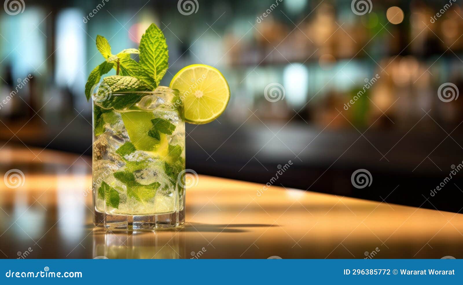 A Classic Mojito Cocktail on a Bar Counter Stock Photo - Image of ...