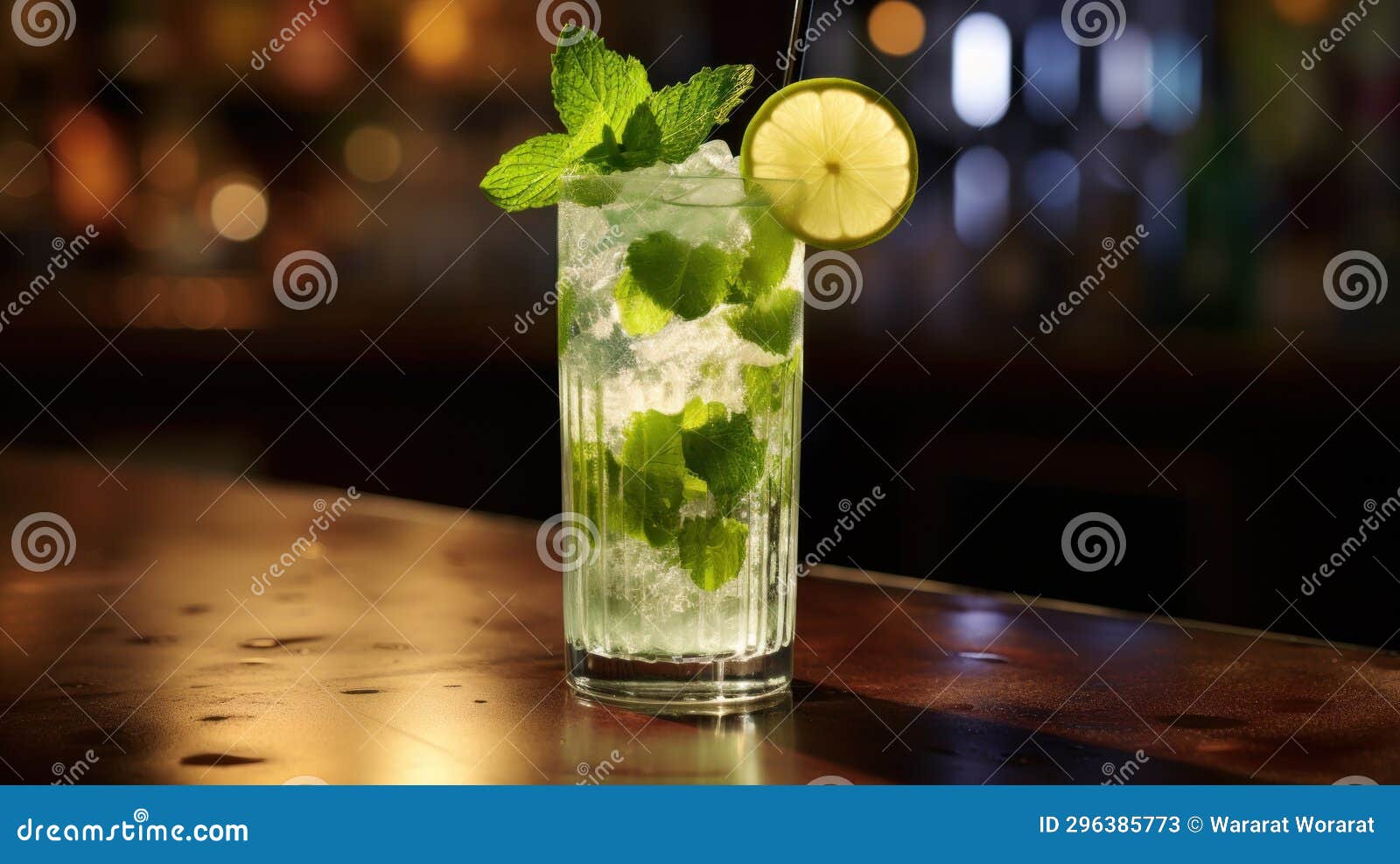 A Classic Mojito Cocktail on a Bar Counter Stock Image - Image of ...