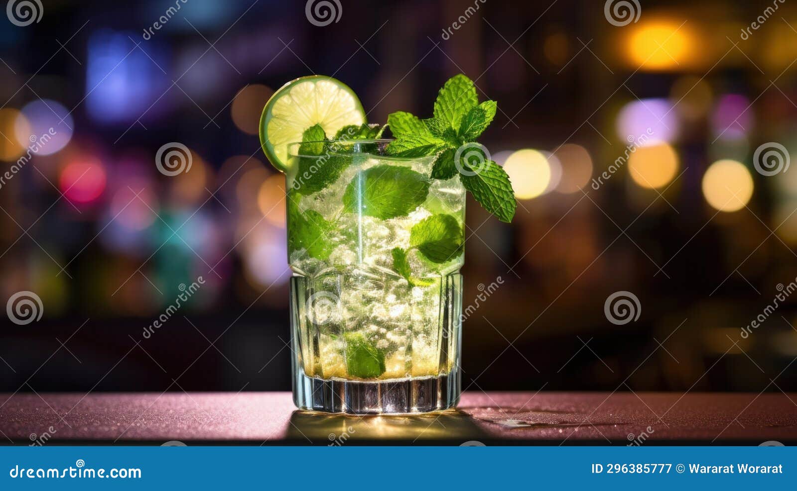 A Classic Mojito Cocktail on a Bar Counter Stock Illustration ...