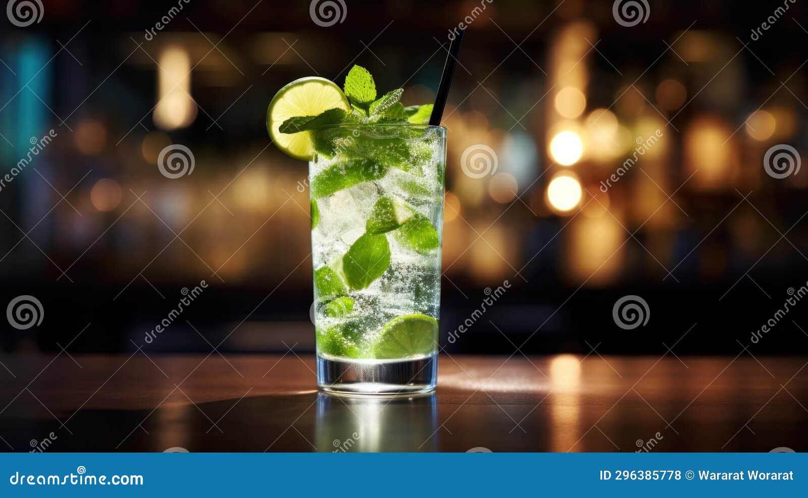 A Classic Mojito Cocktail on a Bar Counter Stock Illustration ...