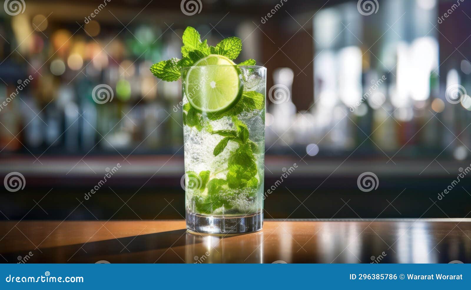 A Classic Mojito Cocktail on a Bar Counter Stock Illustration ...