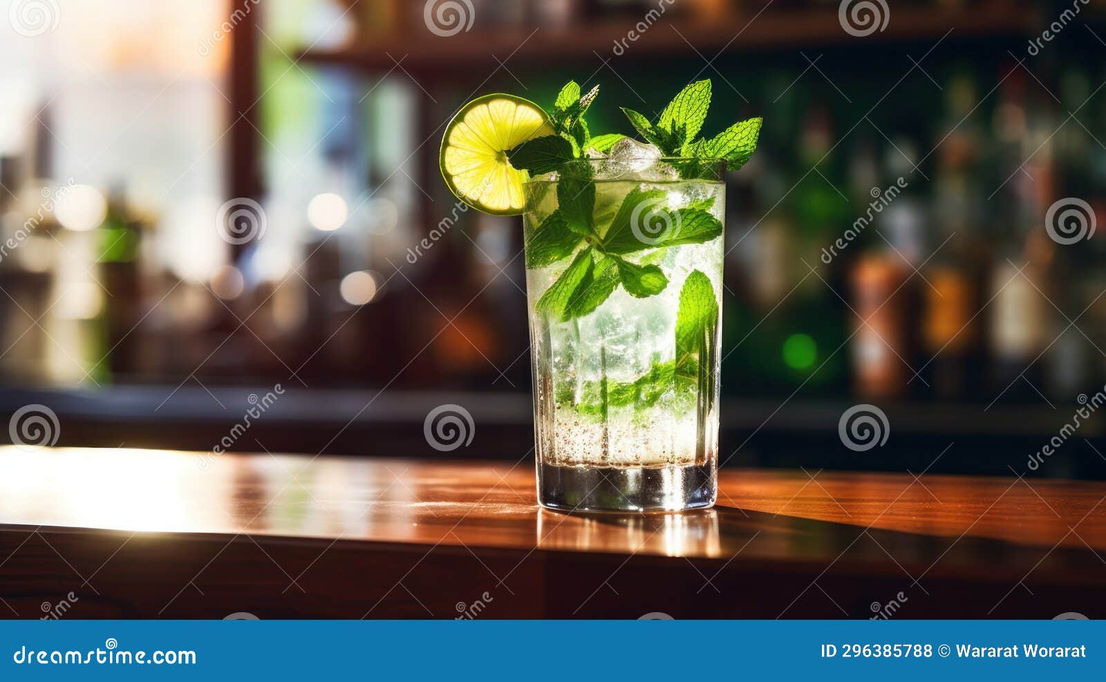 A Classic Mojito Cocktail on a Bar Counter Stock Photo - Image of lime ...