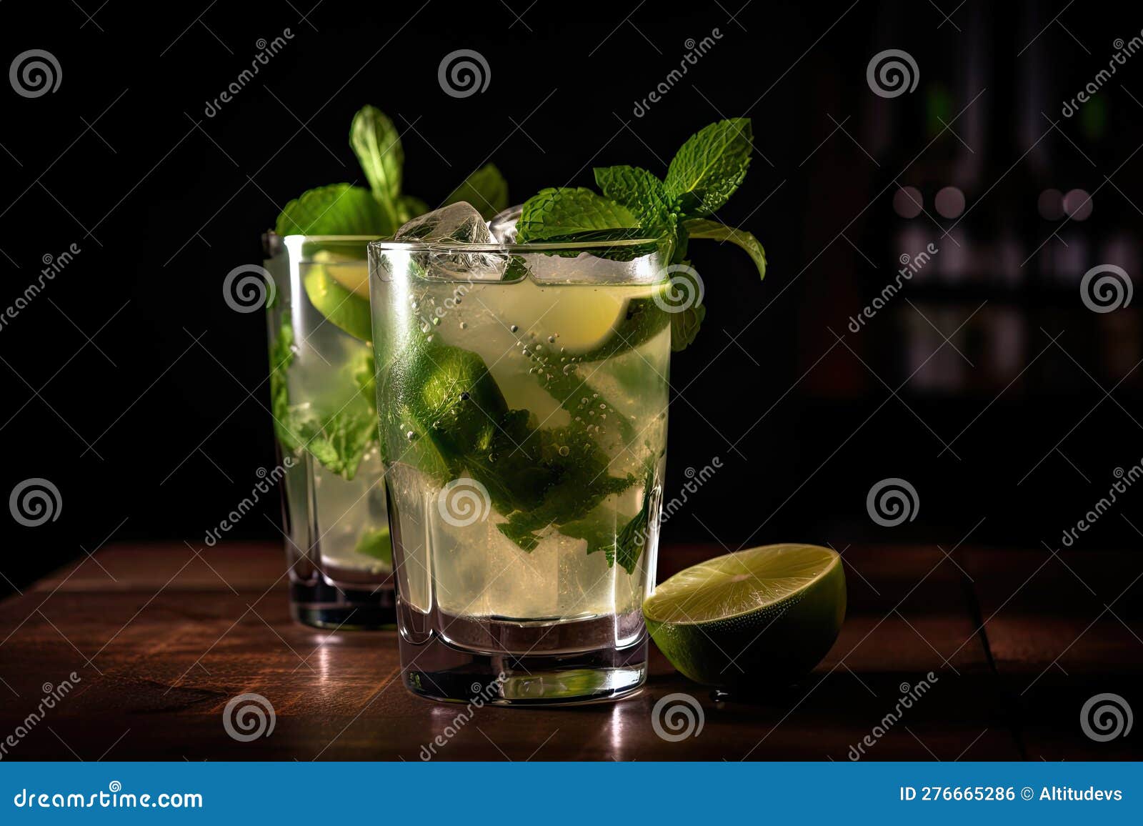 Classic Mojito with Mint Leaf and Lime Peel Garnish Stock Photo - Image ...