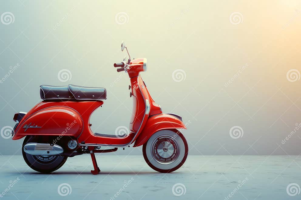 Classic Red Moped in Retro Style. AI Generated Stock Illustration ...