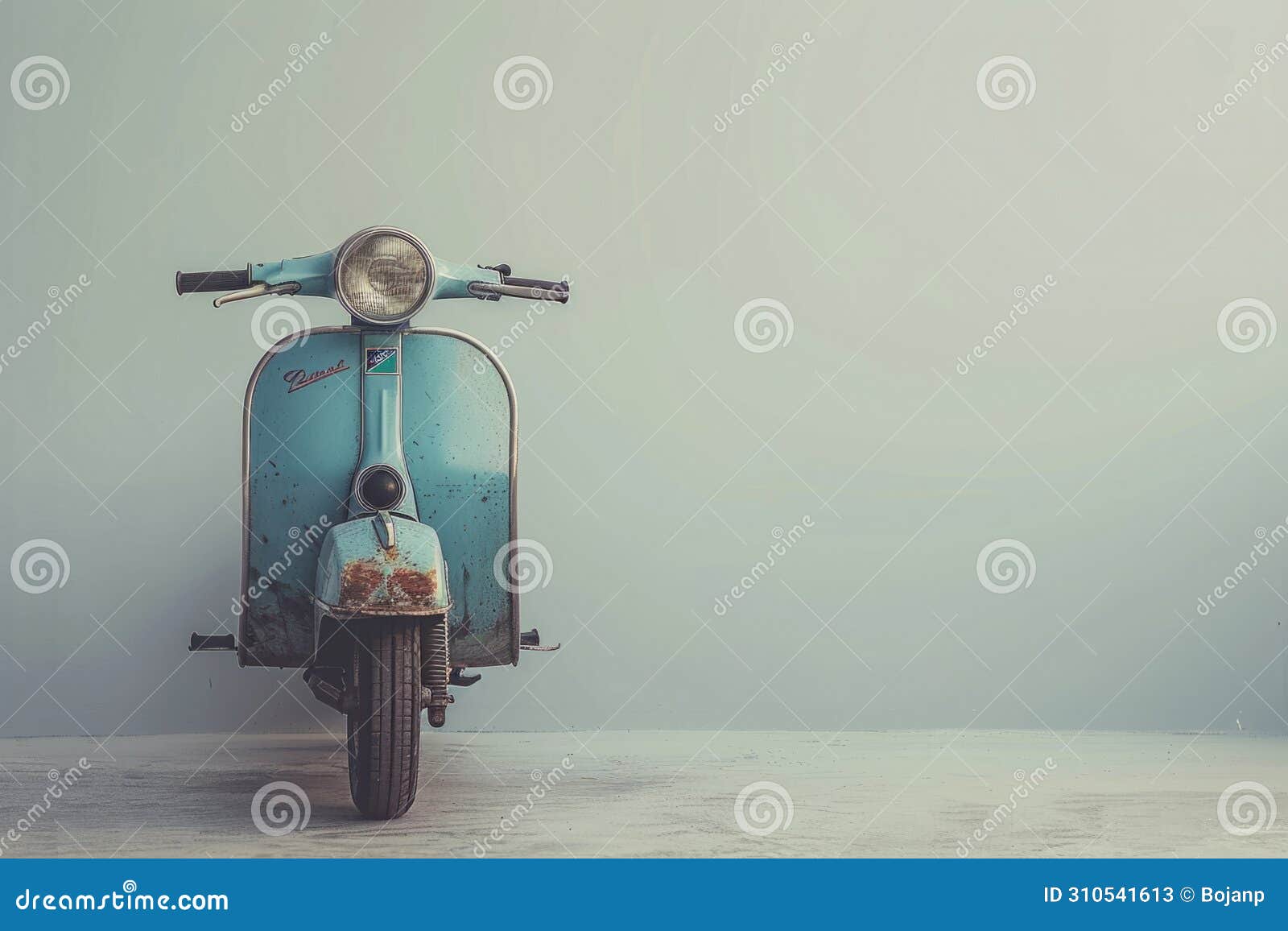 Classic Moped in Retro Style on Grey Background. AI Generated Stock ...