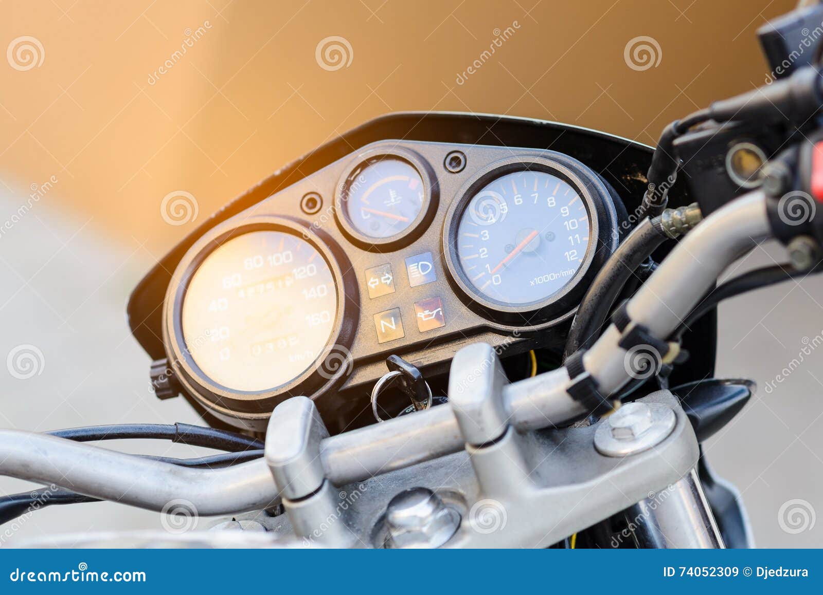 Classic Motorbike Control Panel Stock Image - Image of petrol, panel ...