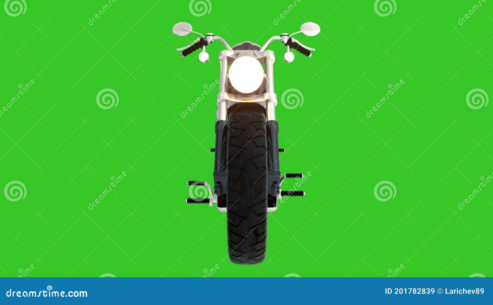 Classic Motorbike on a Green Screen. Front View Stock Illustration ...