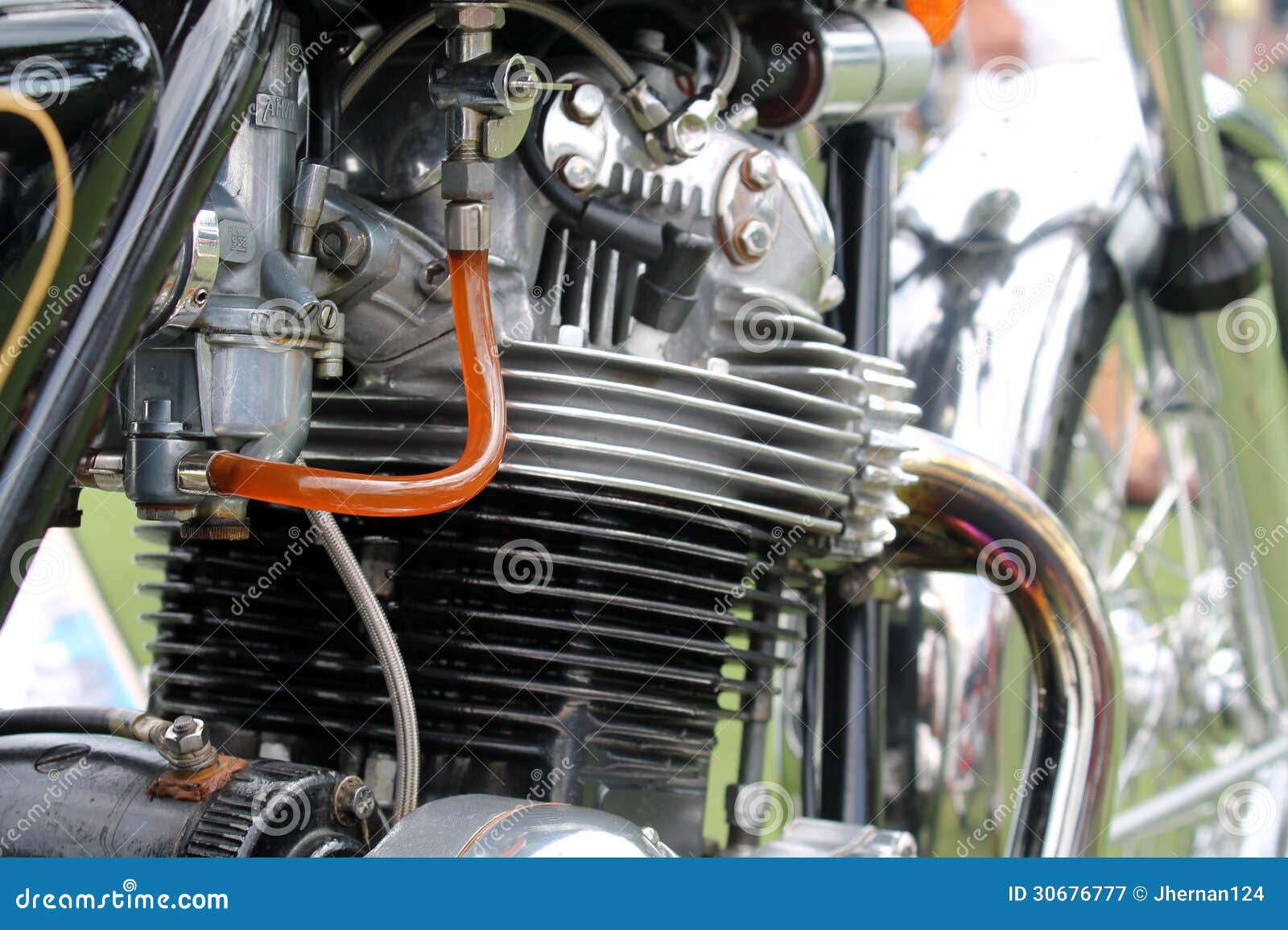 Classic British Motorcycle Engine Stock Image - Image of controls ...