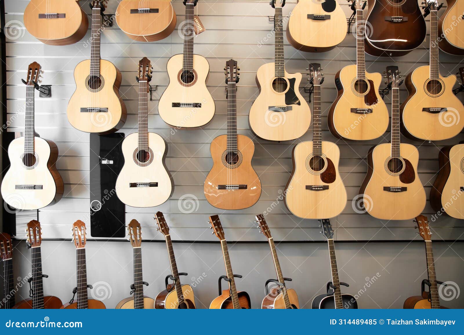 Classic Musical Guitar Instruments on Display in a Music Shop Editorial ...