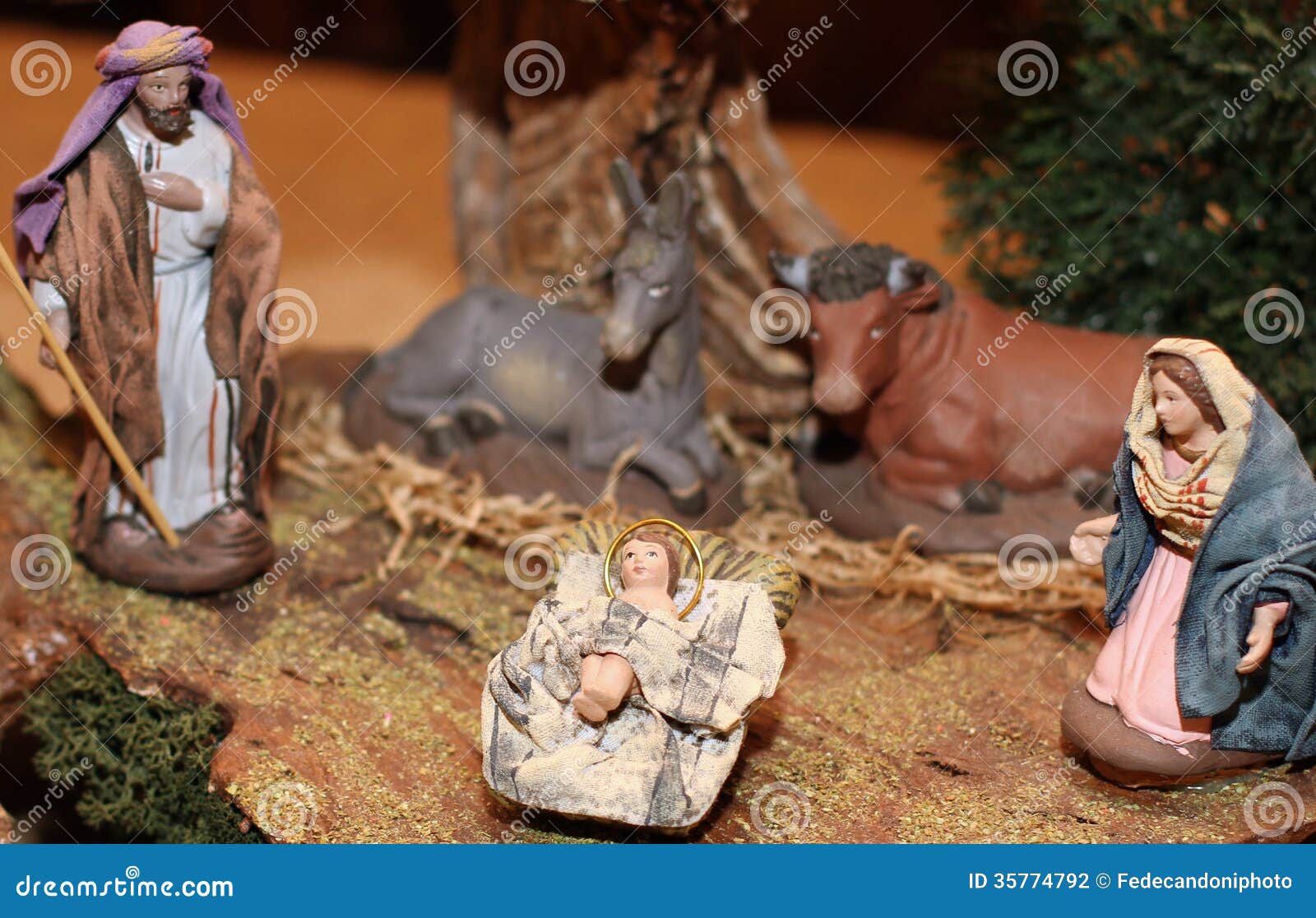 Classic Nativity Scene in a Manger on Christmas 5 Stock Photo - Image ...