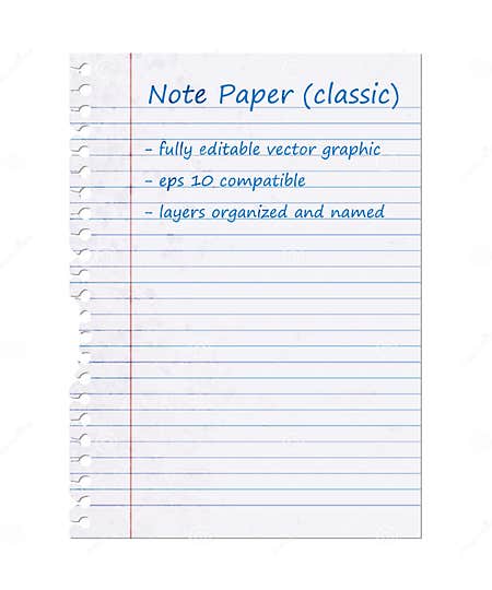 Classic Note Paper stock vector. Illustration of message - 24989356