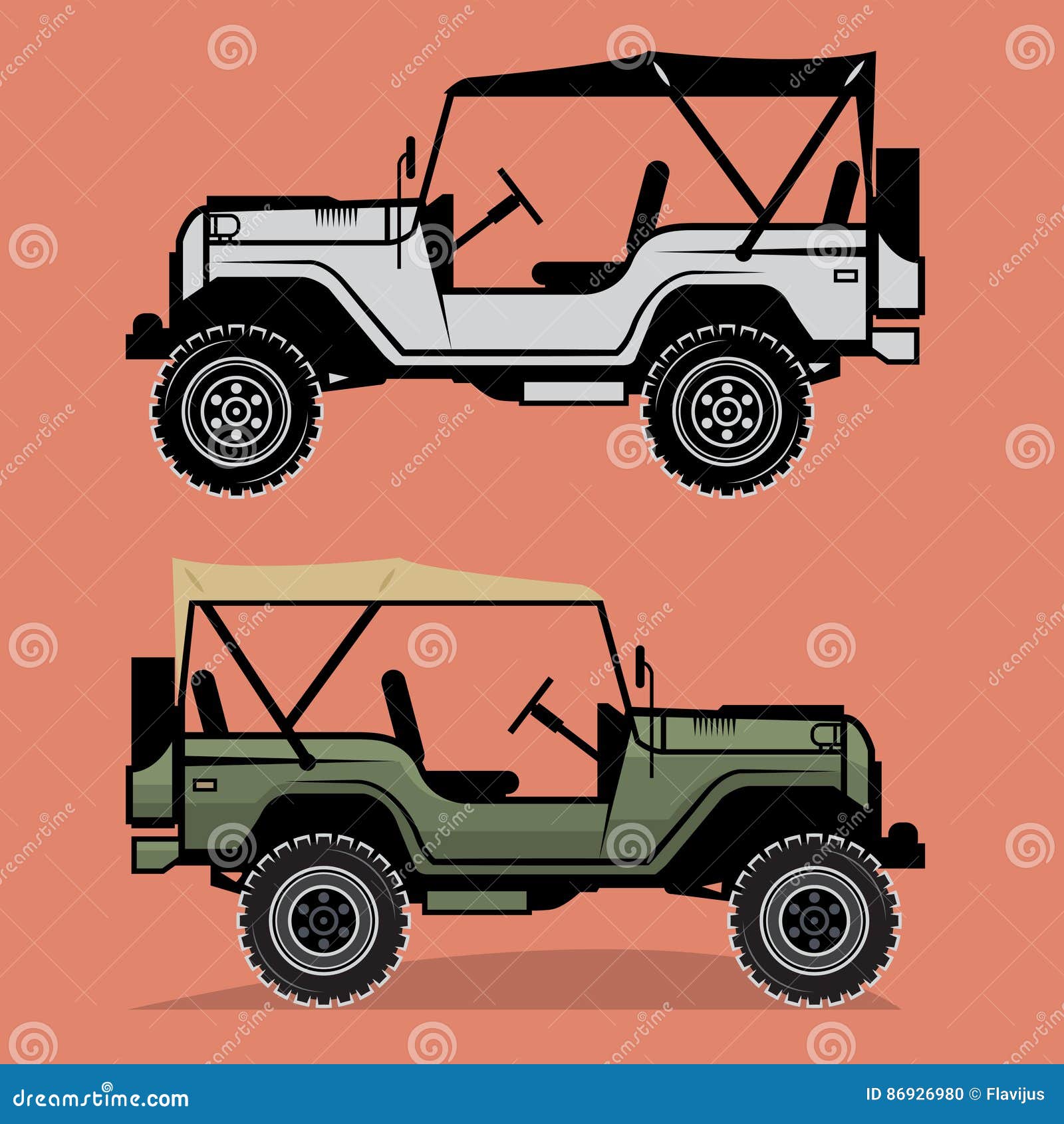 Classic off-road car stock vector. Illustration of retro - 86926980