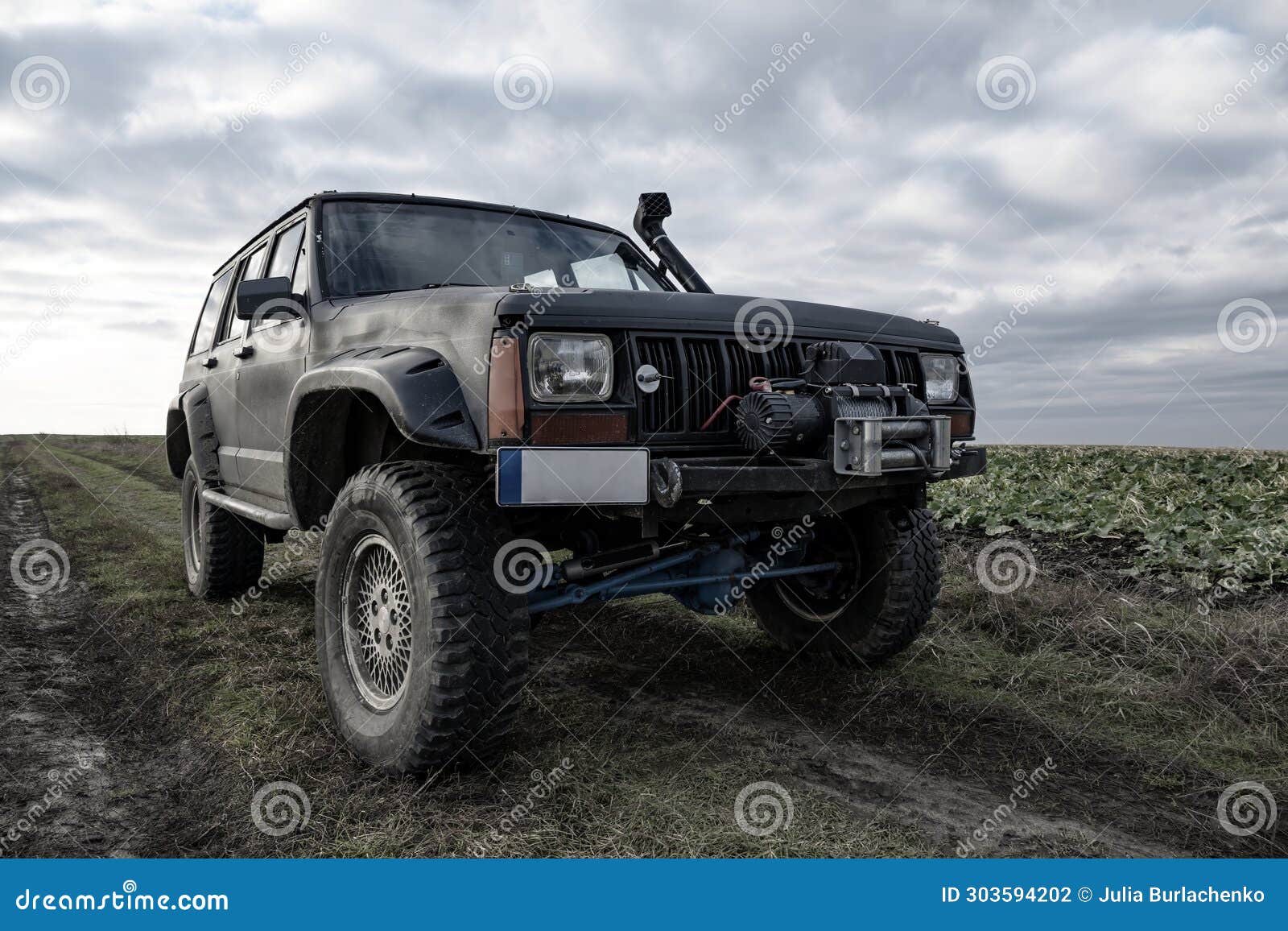 Classic 4x4 Offroad Vehicle on the Dirt Road Stock Photo - Image of ...