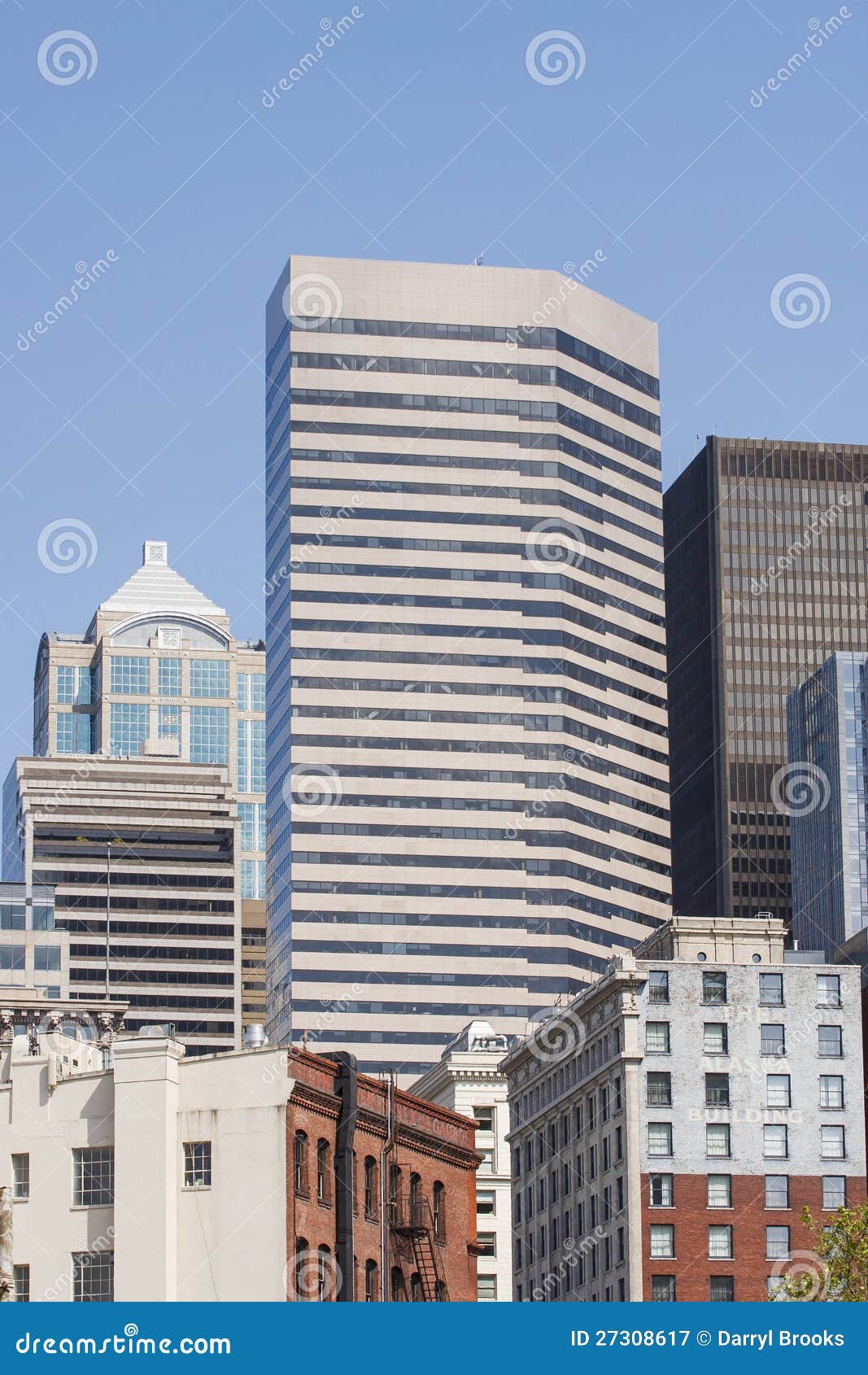 Classic Old Brick Building in Seattle Stock Image - Image of skyline ...